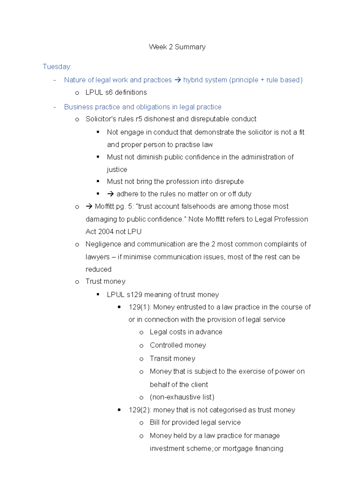 Week 2 Summary - Summarised and consolidated notes - Week 2 Summary ...