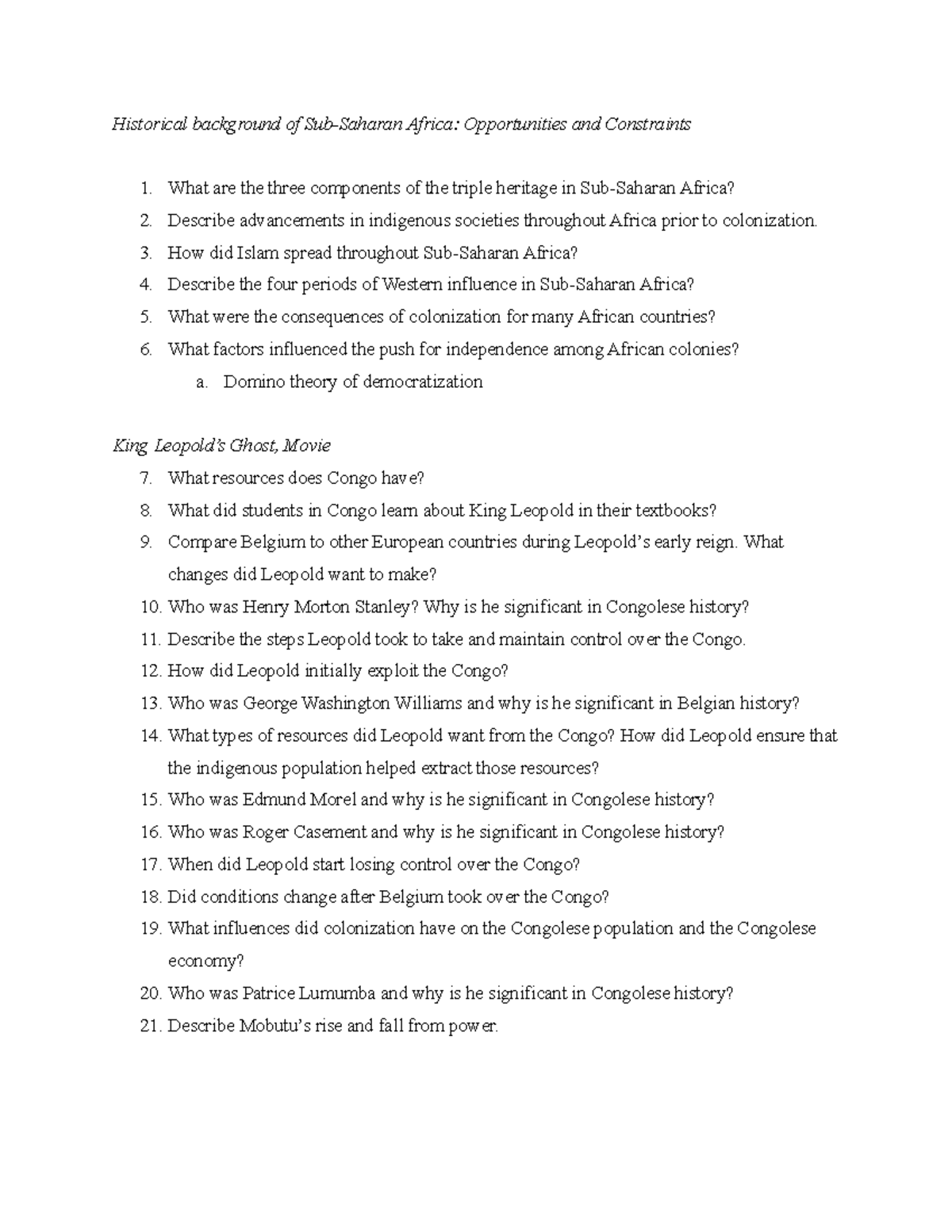 Jan12.19 Discussion - Historical background of Sub-Saharan Africa ...