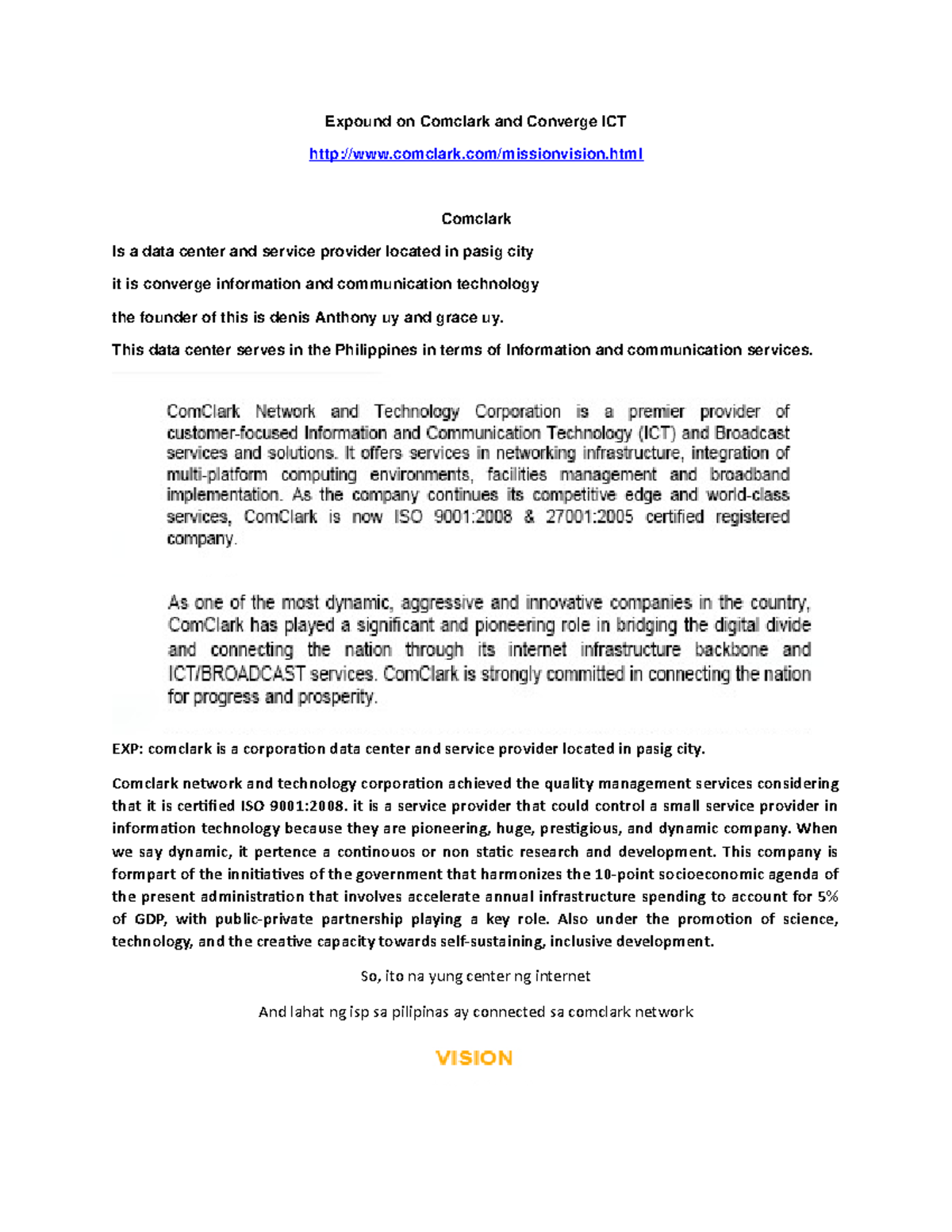 Expound on Comclark and Converge ICT - Expound on Comclark and Converge ...