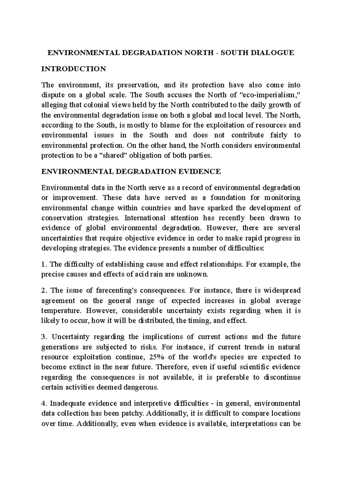 Environmental Degradation North - South Dialogue - ENVIRONMENTAL ...