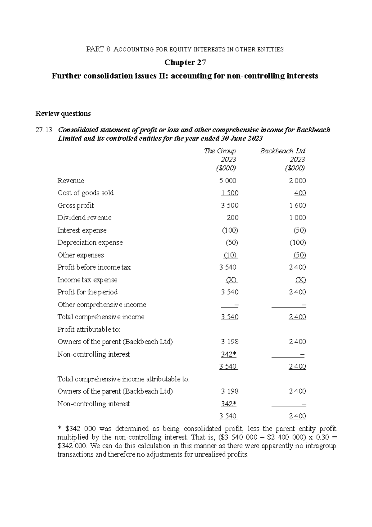 BUS356 Chapter 27 Solutions - PART 8: ACCOUNTING FOR EQUITY INTERESTS ...