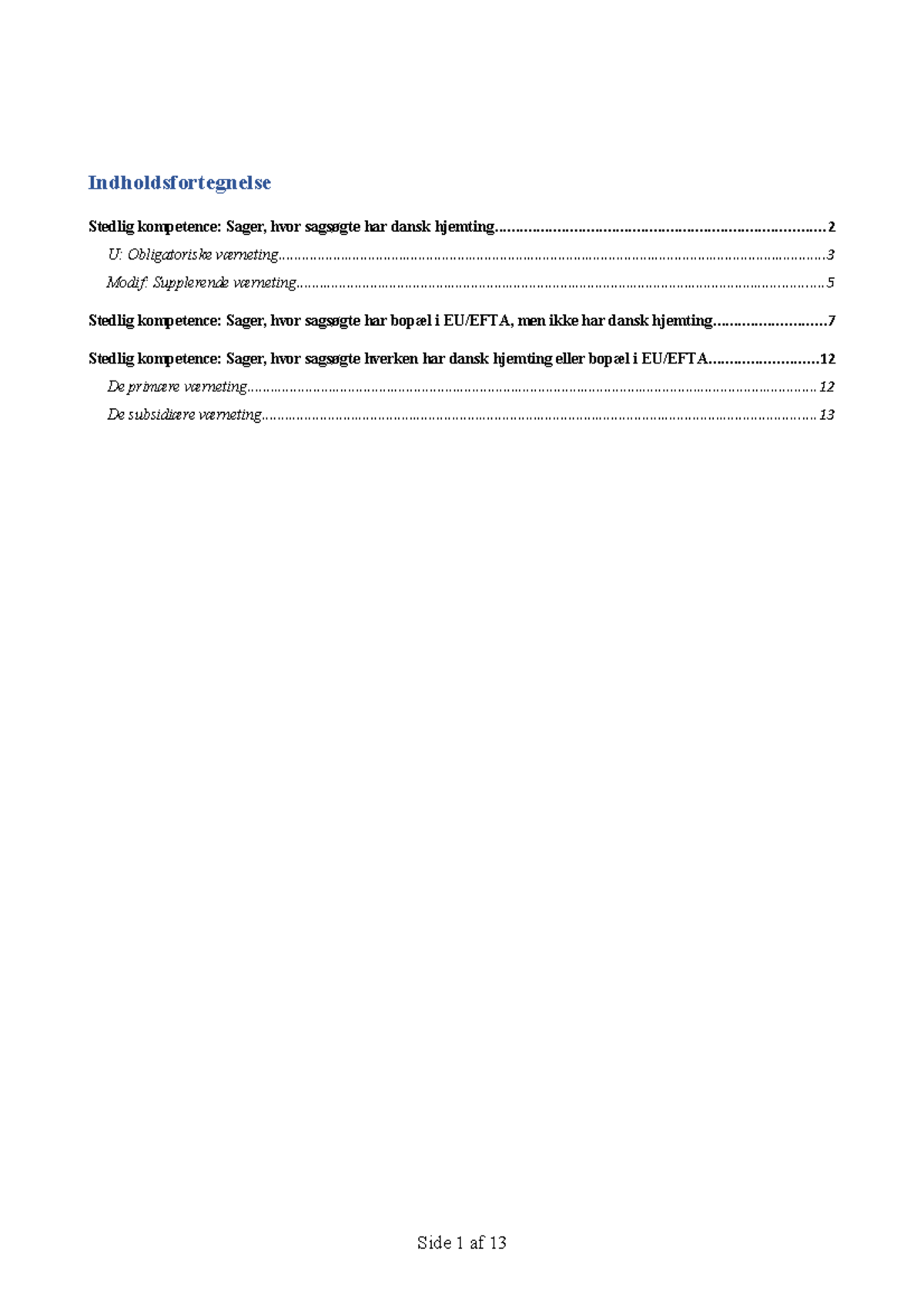 Stedlig kompetence, civilproces, overblik - Indholdsfortegnelse Stedlig ...