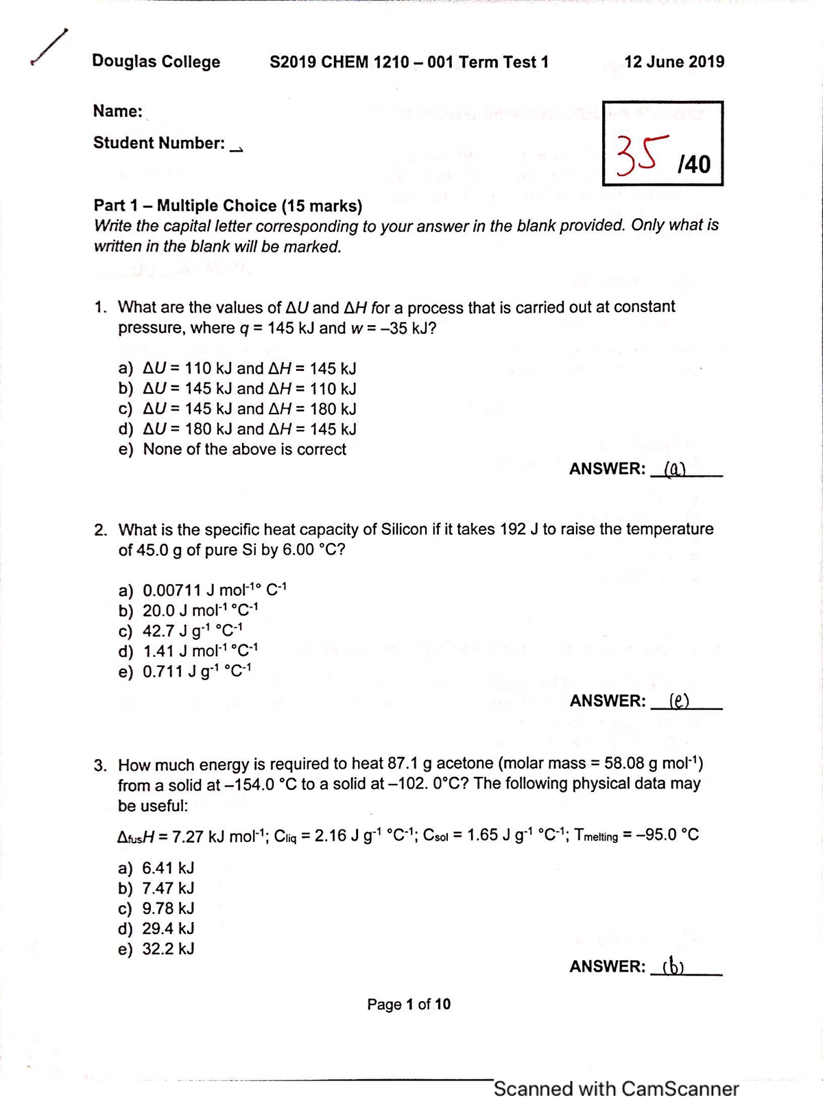 Chem 1210- Term test 1 - Some important questions from Chem 1210 - CHEM ...
