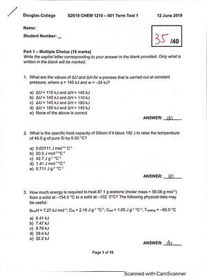 Chem 1210 sample final exam and answers - CHEM 1210 - Studocu