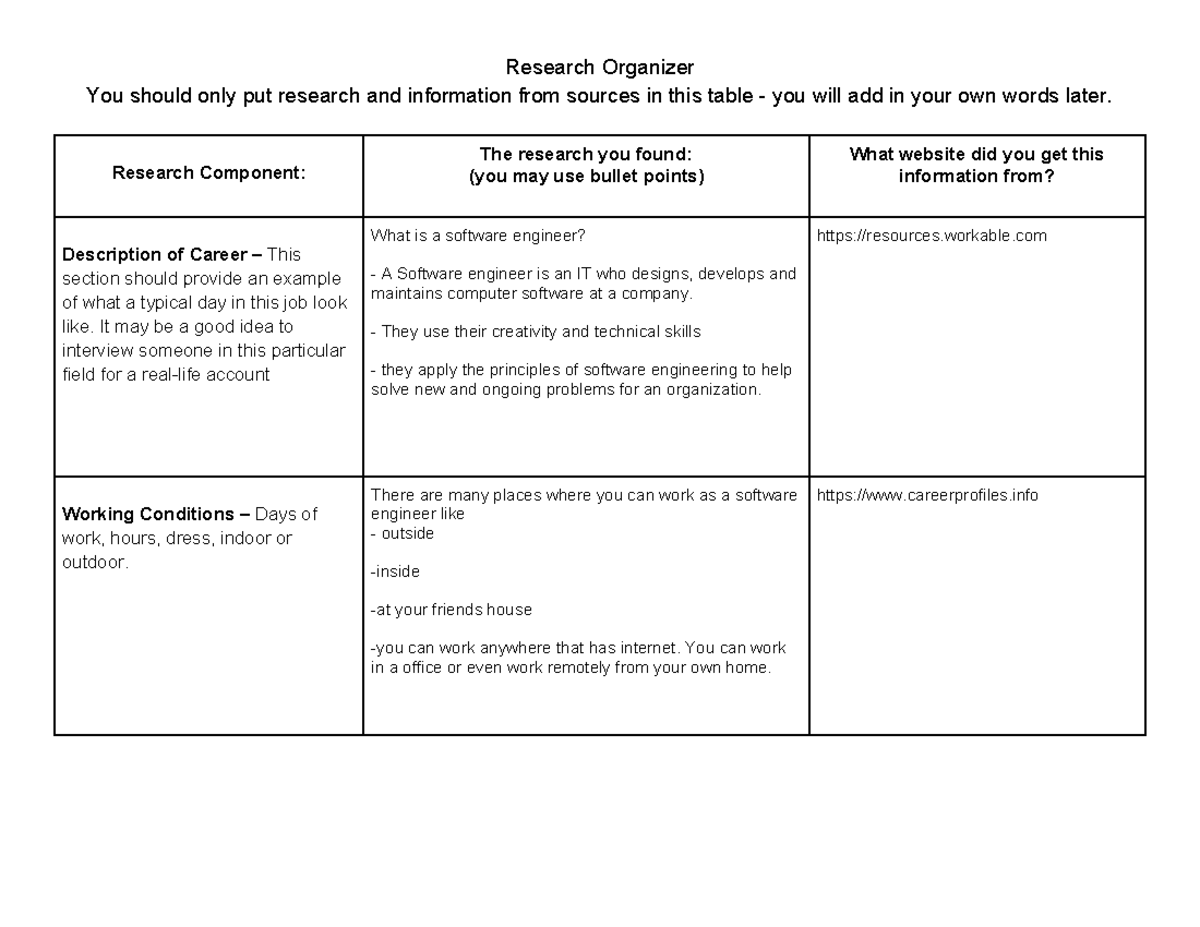Research Organizer - Research Organizer You should only put research ...