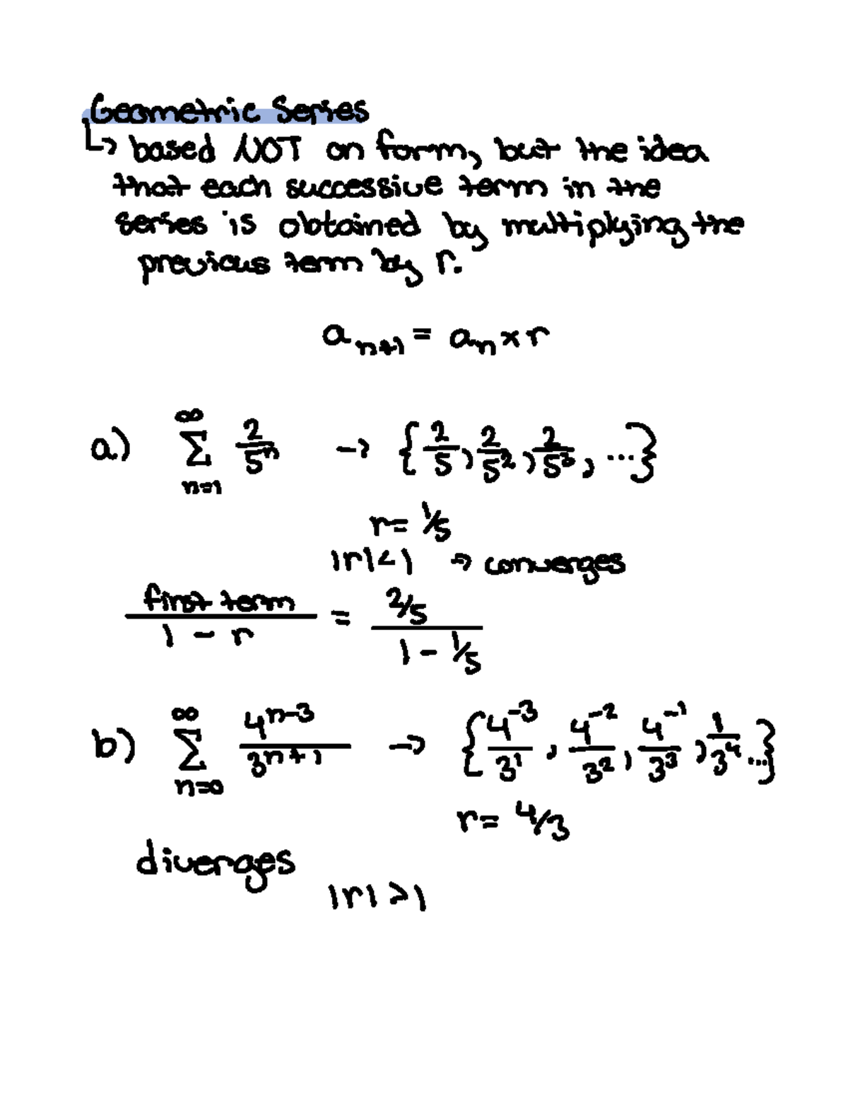 Note Mar 30, 2021 - Geometric Series & Convergence of Series ...