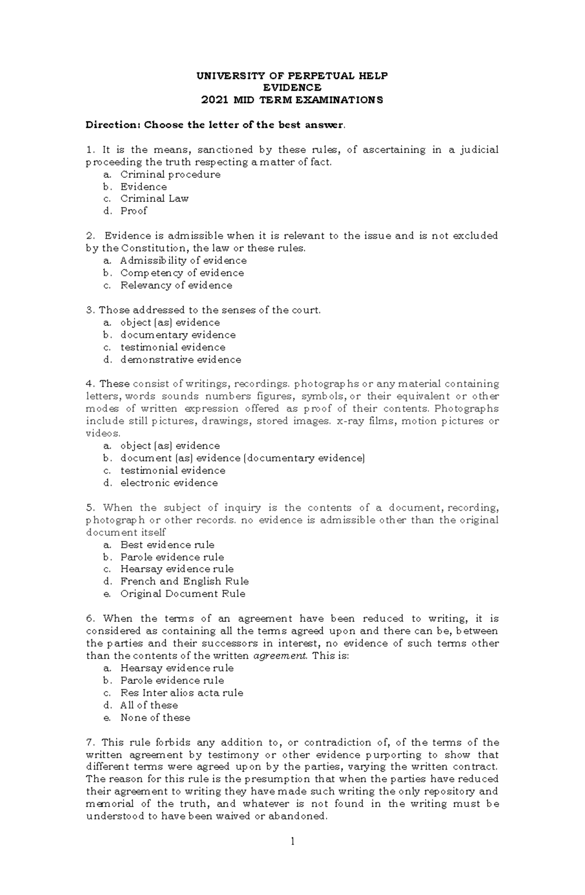 2021 UPHR MX Evidence - UNIVERSITY OF PERPETUAL HELP EVIDENCE 2021 MID ...