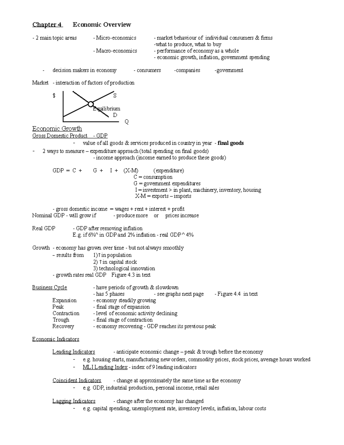 Chapter 4-18 - csc - Chapter 4 Economic Overview 2 main topic areas ...