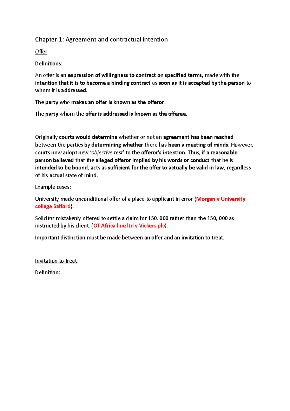 Offer and invitation to treat - Chapter 1: Agreement and contractual ...