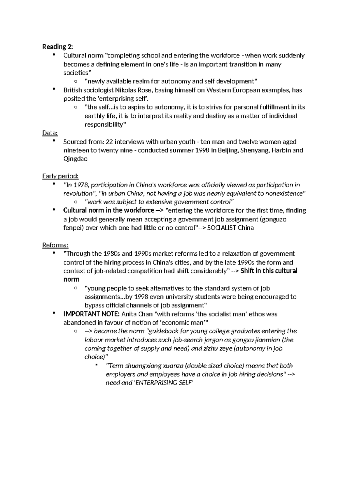 Sociology reading 5 - Reading 2: Cultural norm "completing school and ...