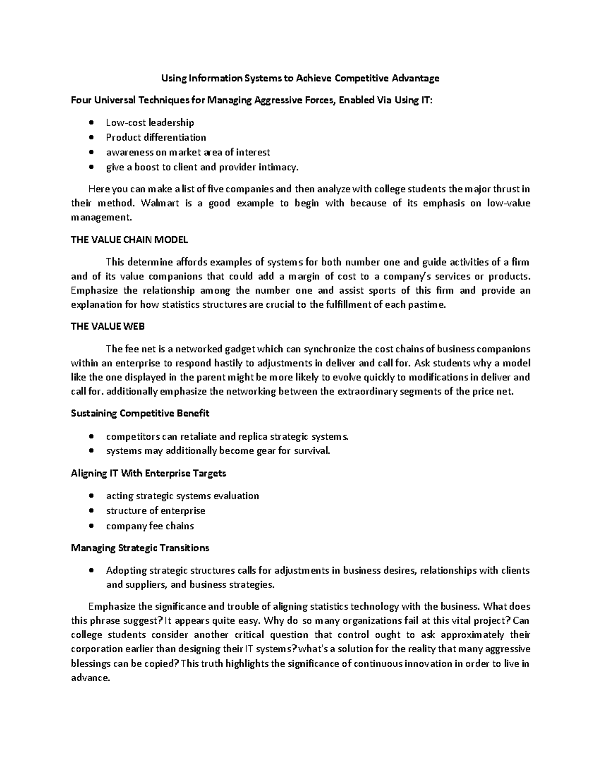 Using Information Systems to Achieve Competitive Advantage - Here you ...