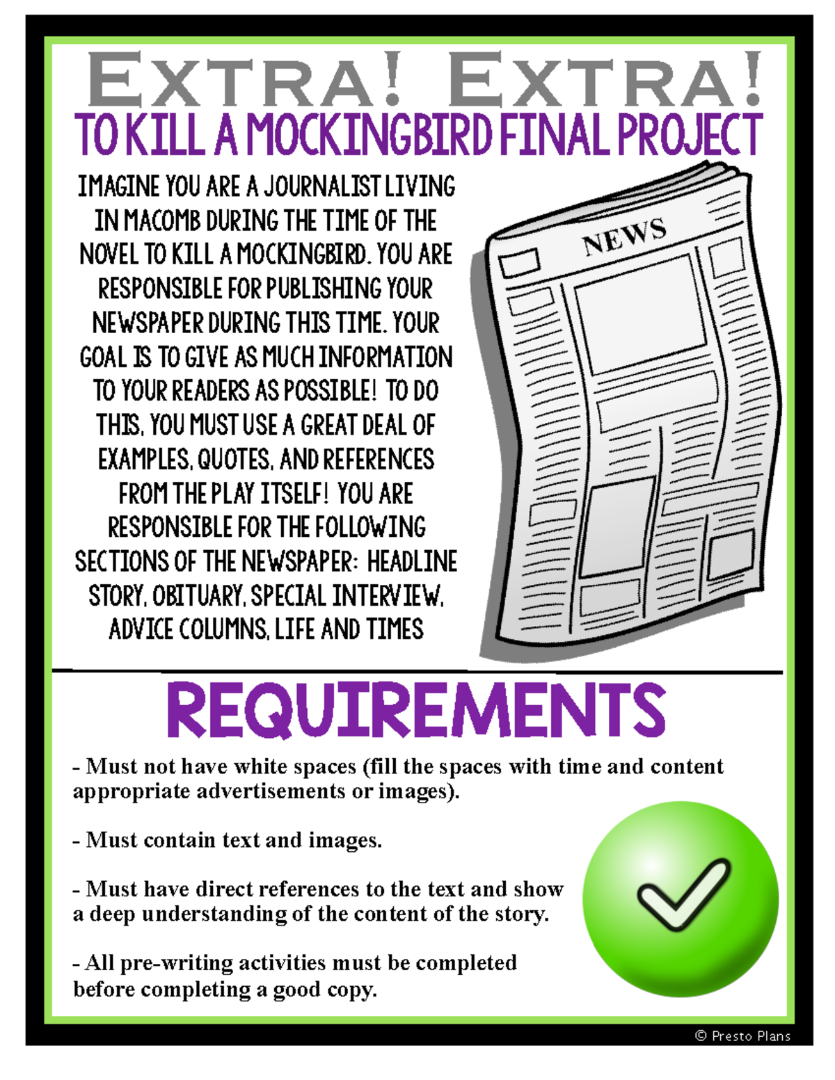 2 TKAM Project - Easy - Extra! Extra! Imagine you are a journalist ...