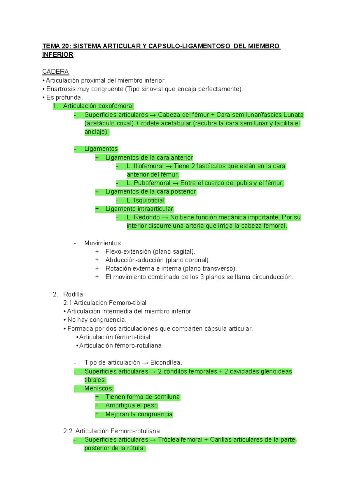 TEMA 20 Sistema Articular Y Capsulo- Ligamentoso DEL Miembro Inferior ...
