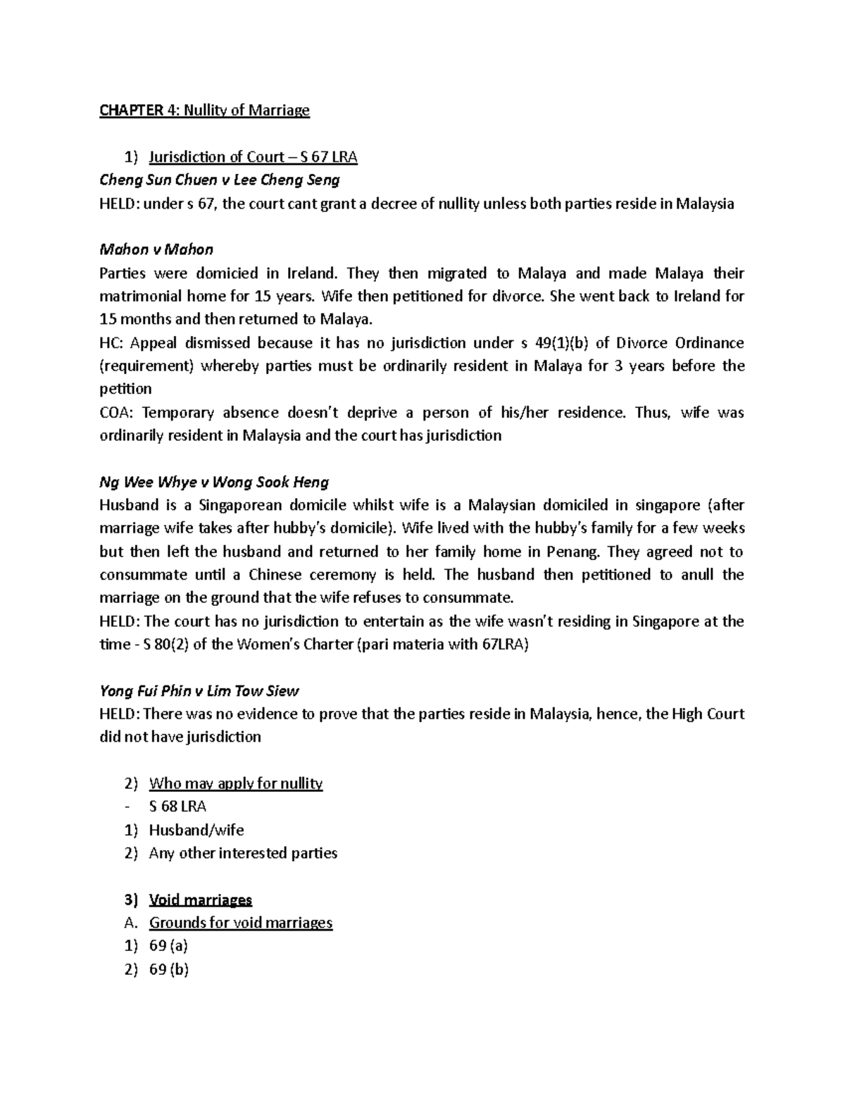 Nullity of Marriage - Family Law Notes - CHAPTER 4: Nullity of Marriage ...