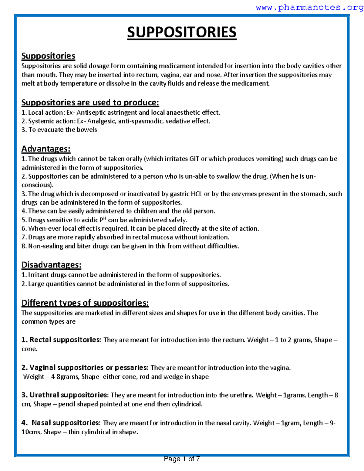 Suppositories - SUPPOSITORIES Suppositories Suppositories are solid ...