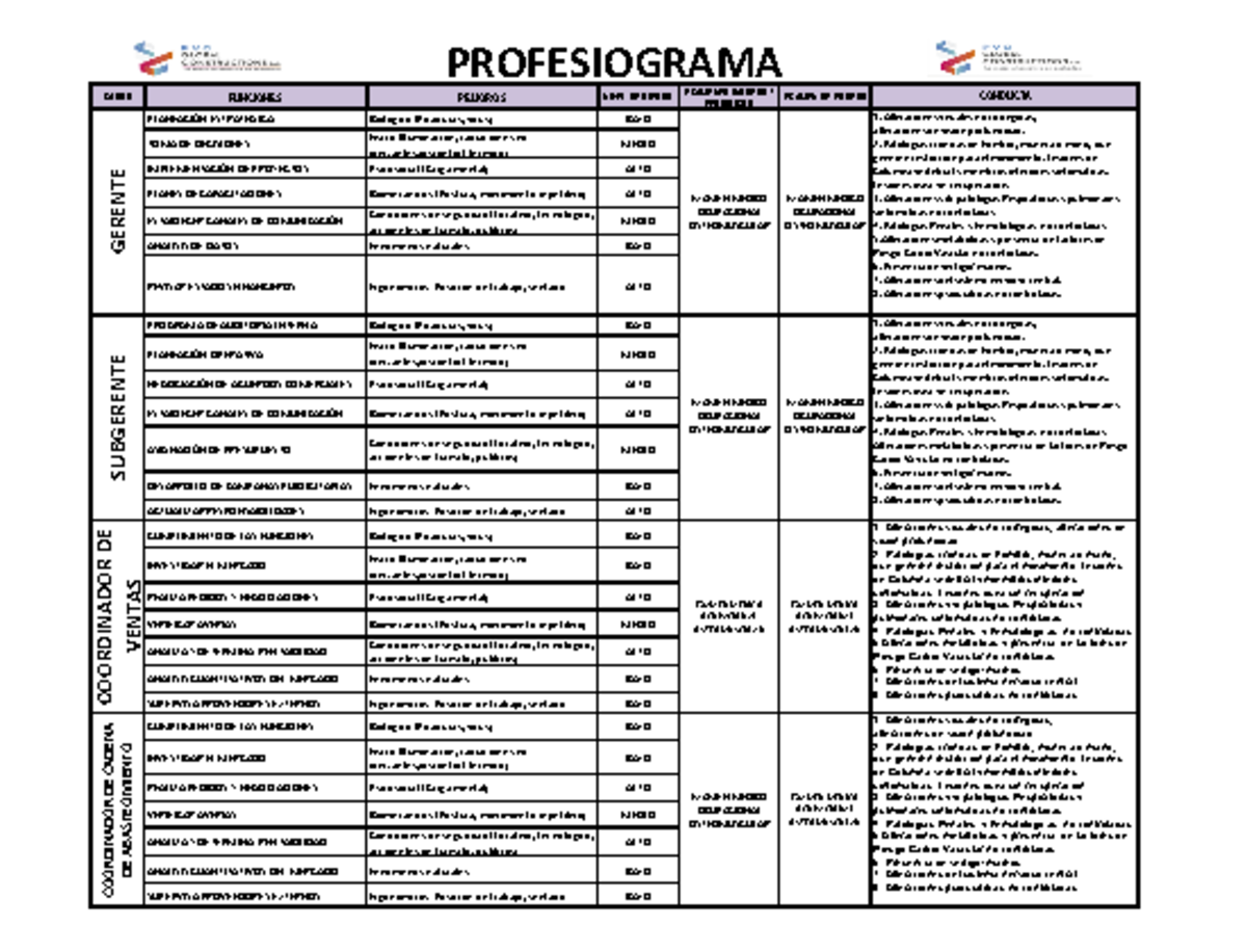 Matriz Profesiograma Estructura PVC Global - CARGO FUNCIONES PELIGROS ...