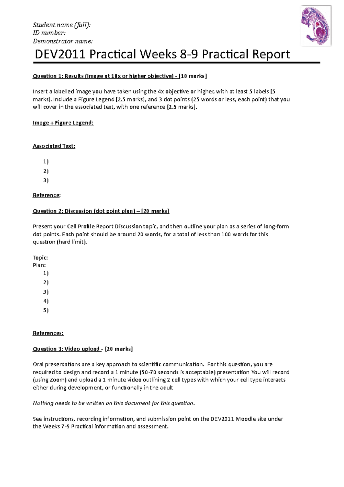 DEV2011 2021 Practical Weeks 7-9 Practical Report - FORM - Student name ...