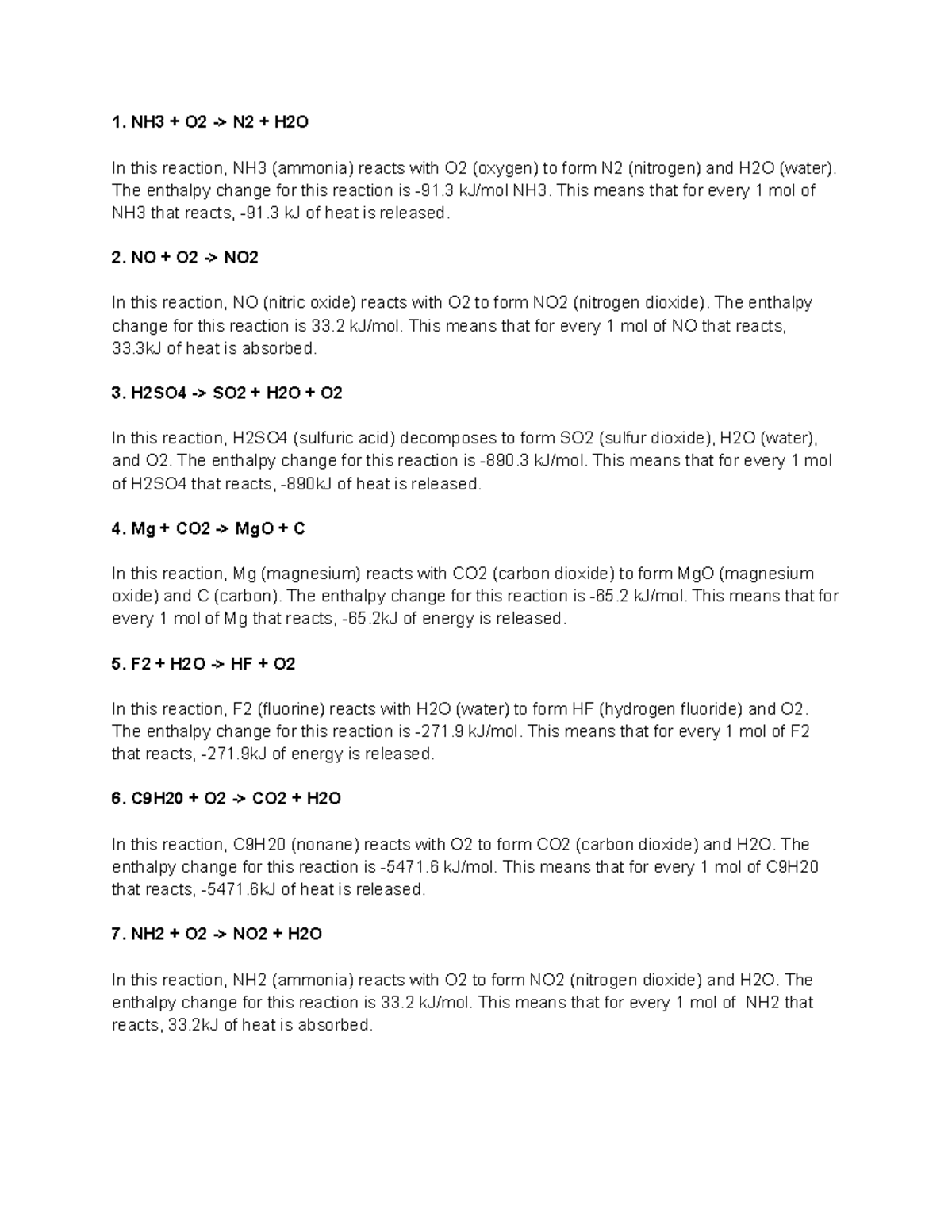 UNIT 3 Activity 4 Assignment 5 - 1. NH3 + O2 -> N2 + H2O In this ...