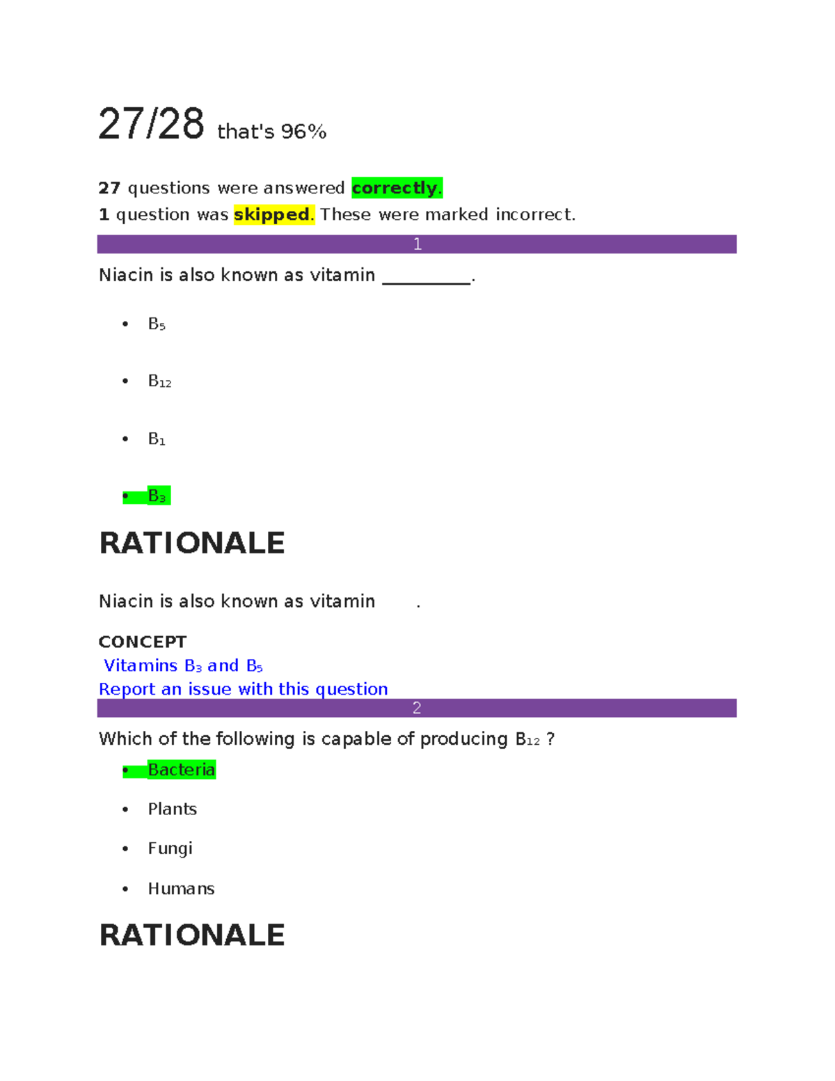 Intro to nutrition unit 3-milestone 3 - 27/28 that's 96% RETAKE 27 ...