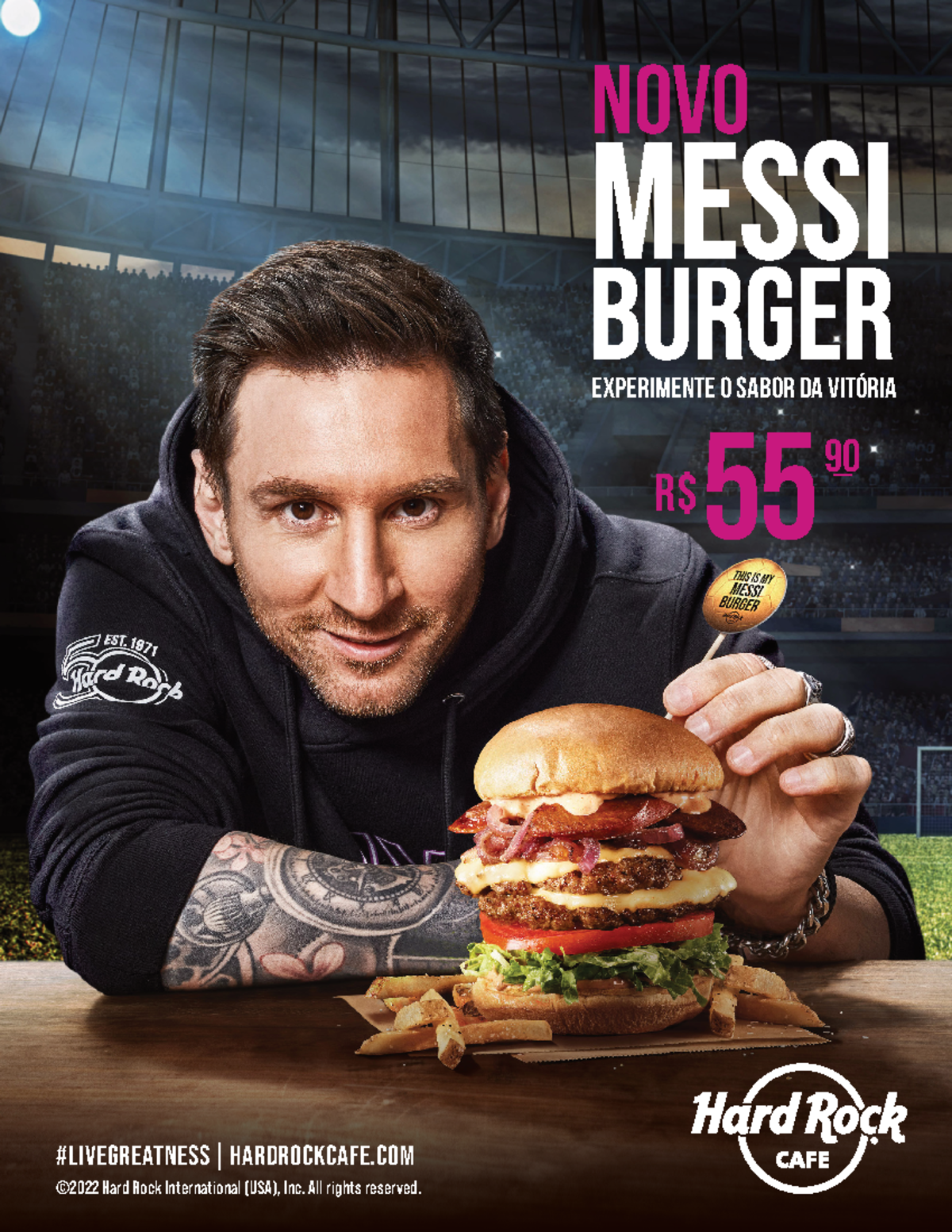 Messi Burger Menu - Dkosne - R$ 55 90 ©2022 Hard Rock International ...