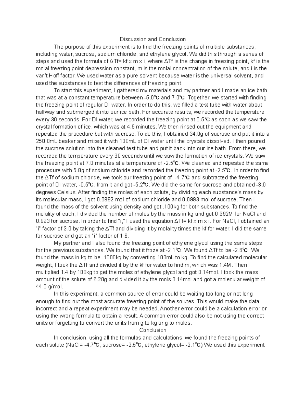 CHM2046L GC 2-4 Discussion and Conclusion - Discussion and Conclusion ...