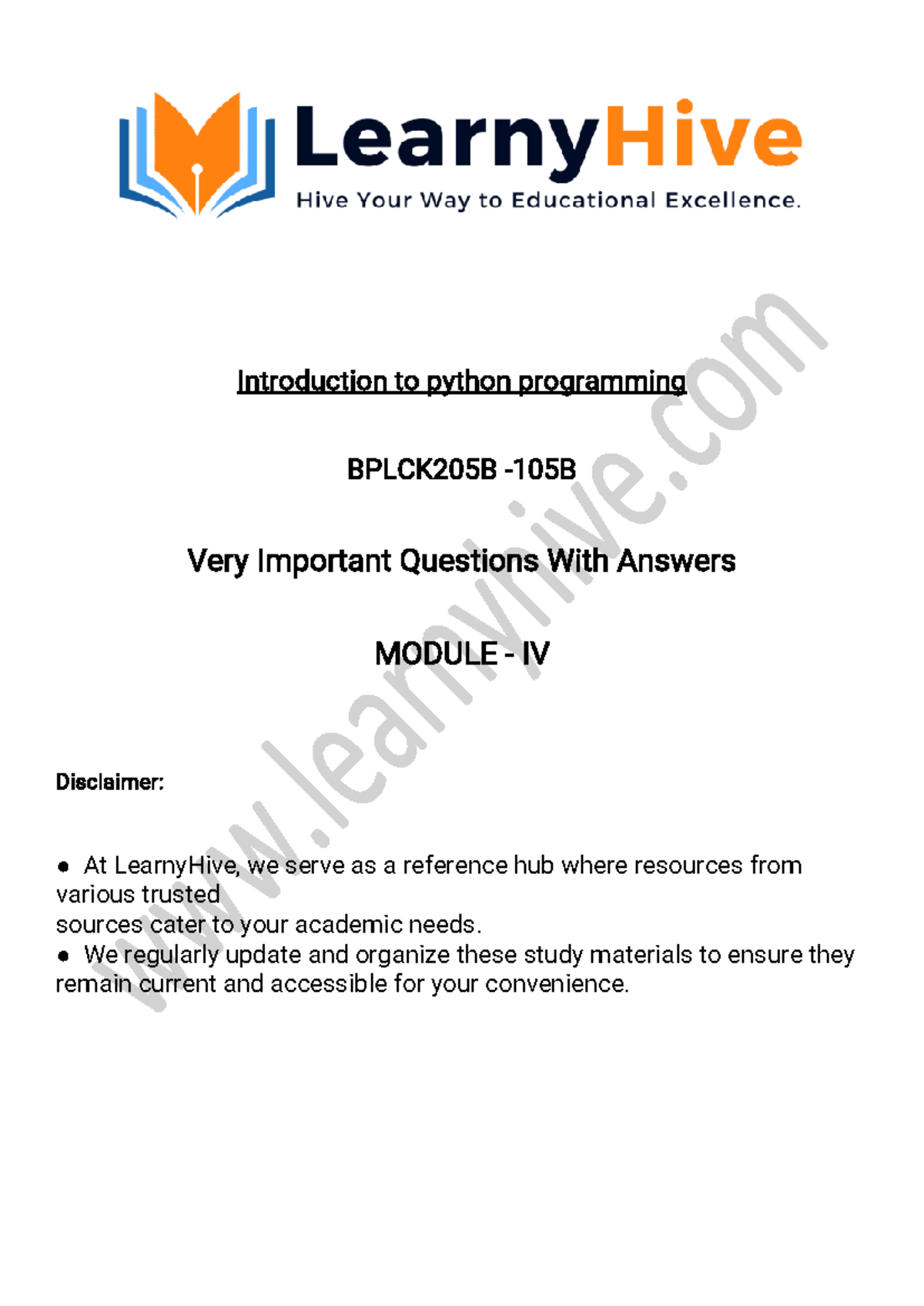 Bplck 205 b module iv important questions - Introduction to python programming BPLCK205B - 105B ...