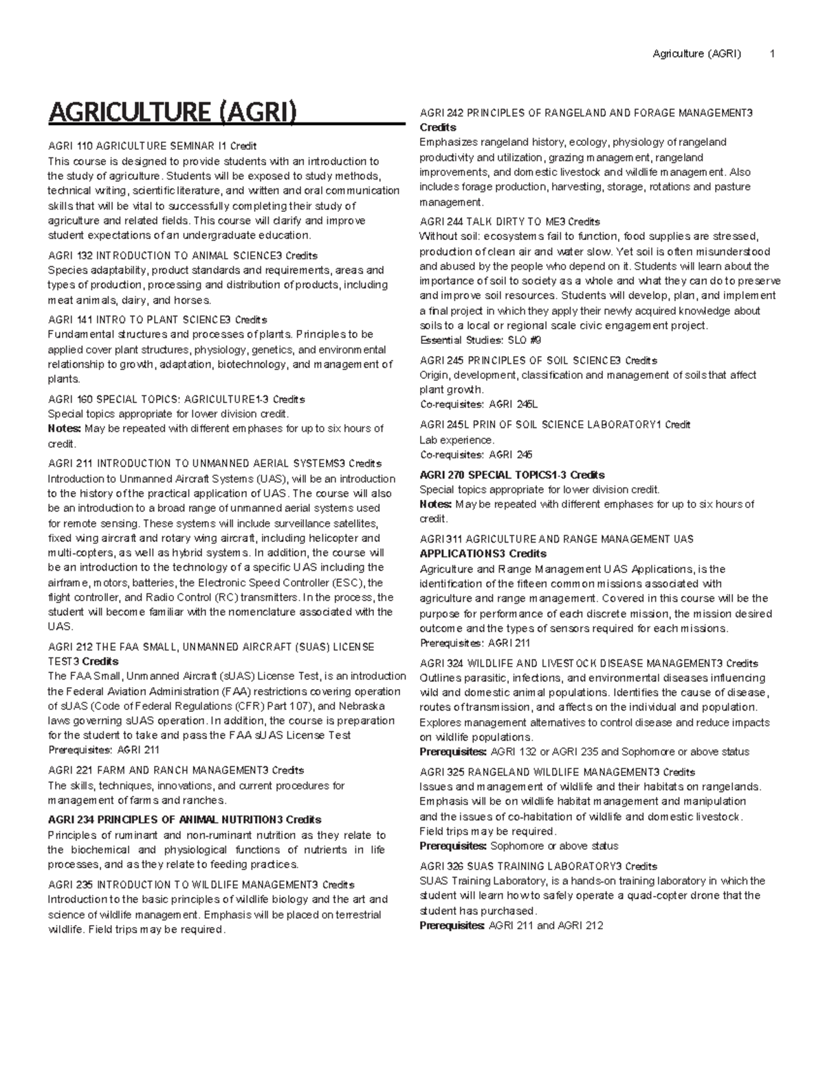 Agriculture - Students will be exposed to study methods, technical ...