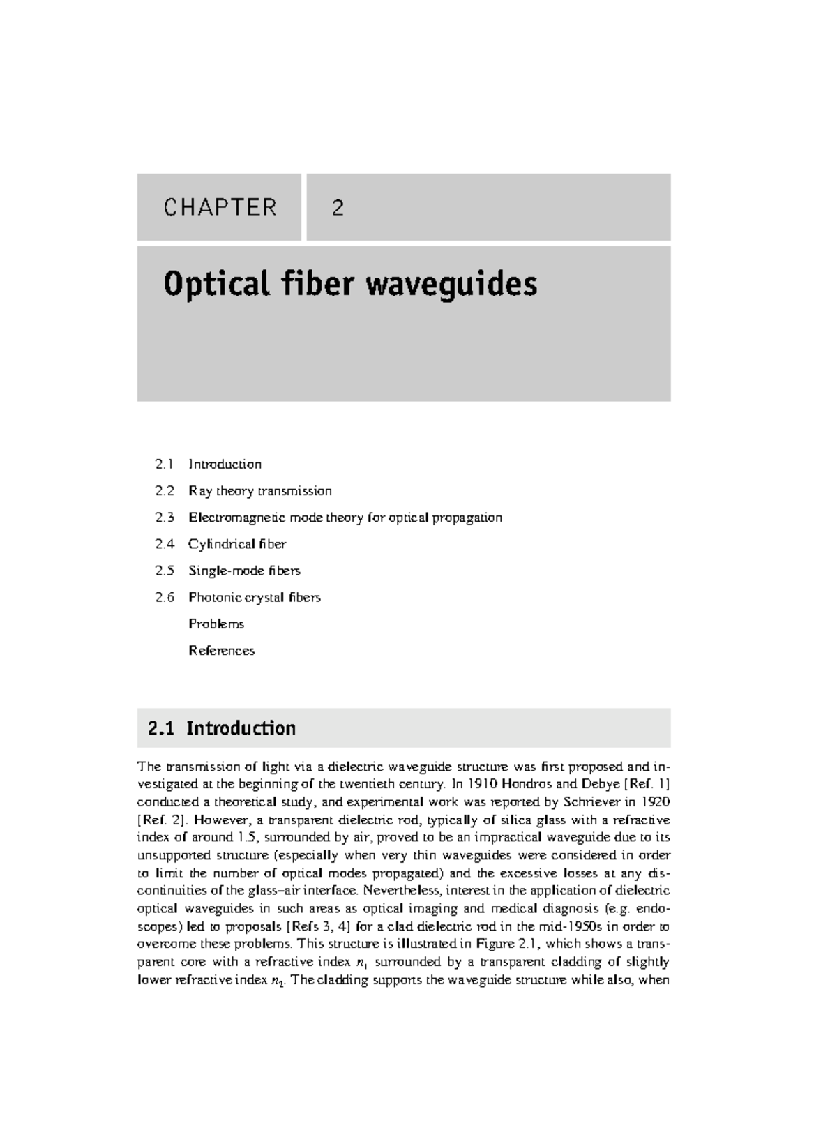 Print OC - CHAPTER 2 Optical fiber waveguides 2 Introduction 2 Ray ...