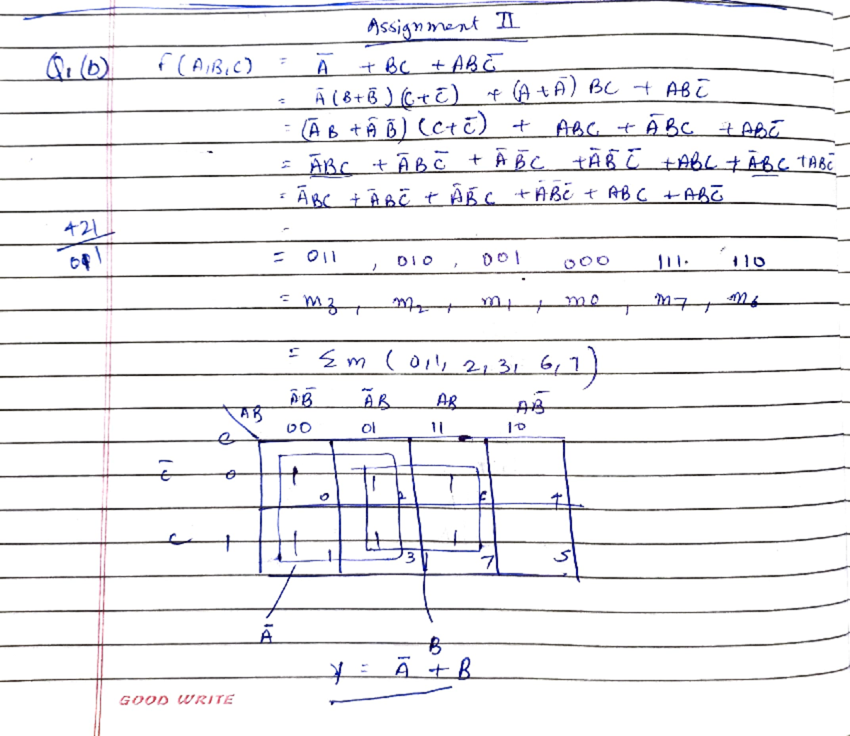 Assignment 2 EC K-01 - ssign mnert IL b) f(A8,) ABc ABG- A (6+8)CtE) (A +A) Bc + (A6 tA 6) (ctT ...