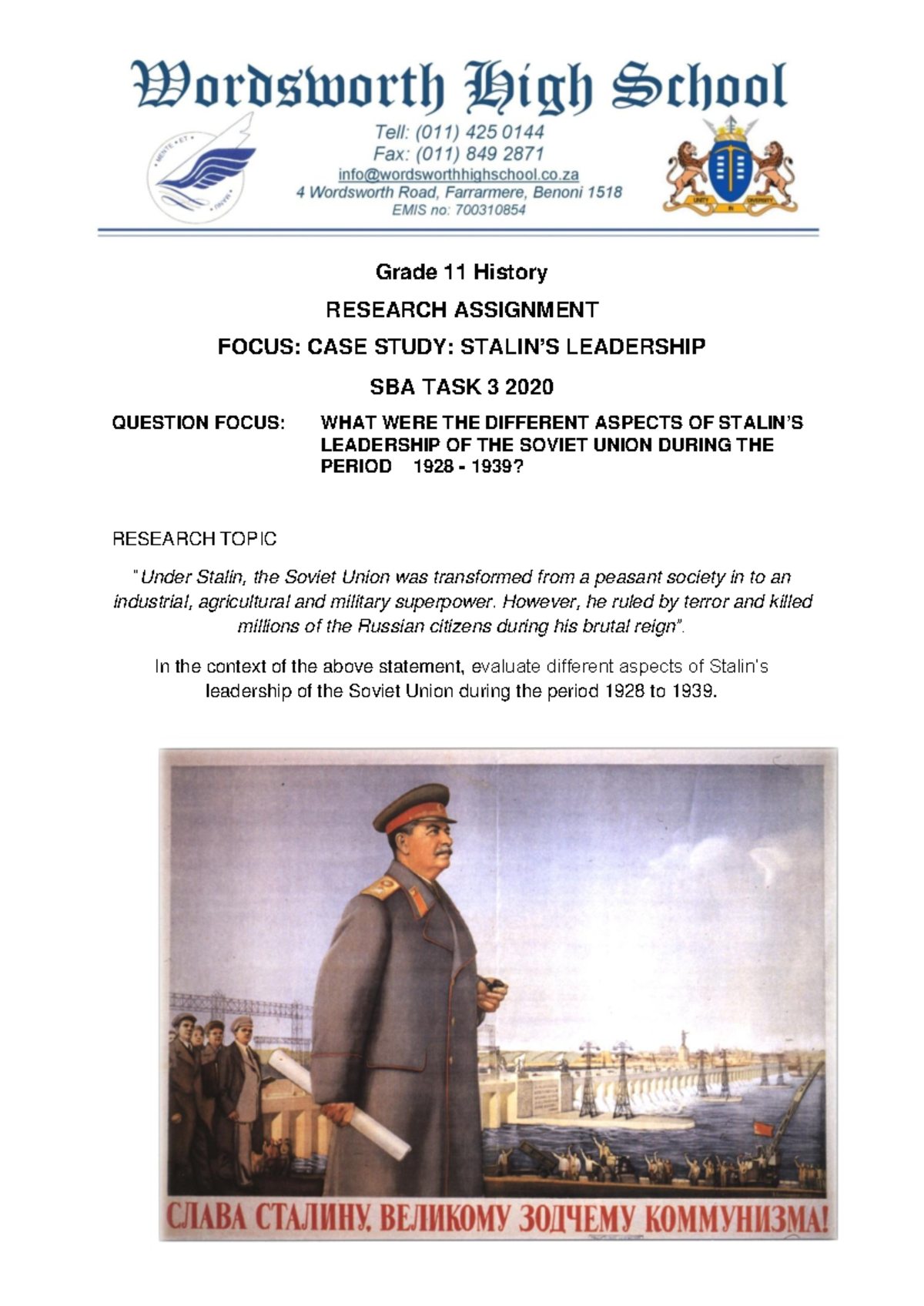 Research assignment gr 11 2020 - Grade 11 History RESEARCH ASSIGNMENT ...