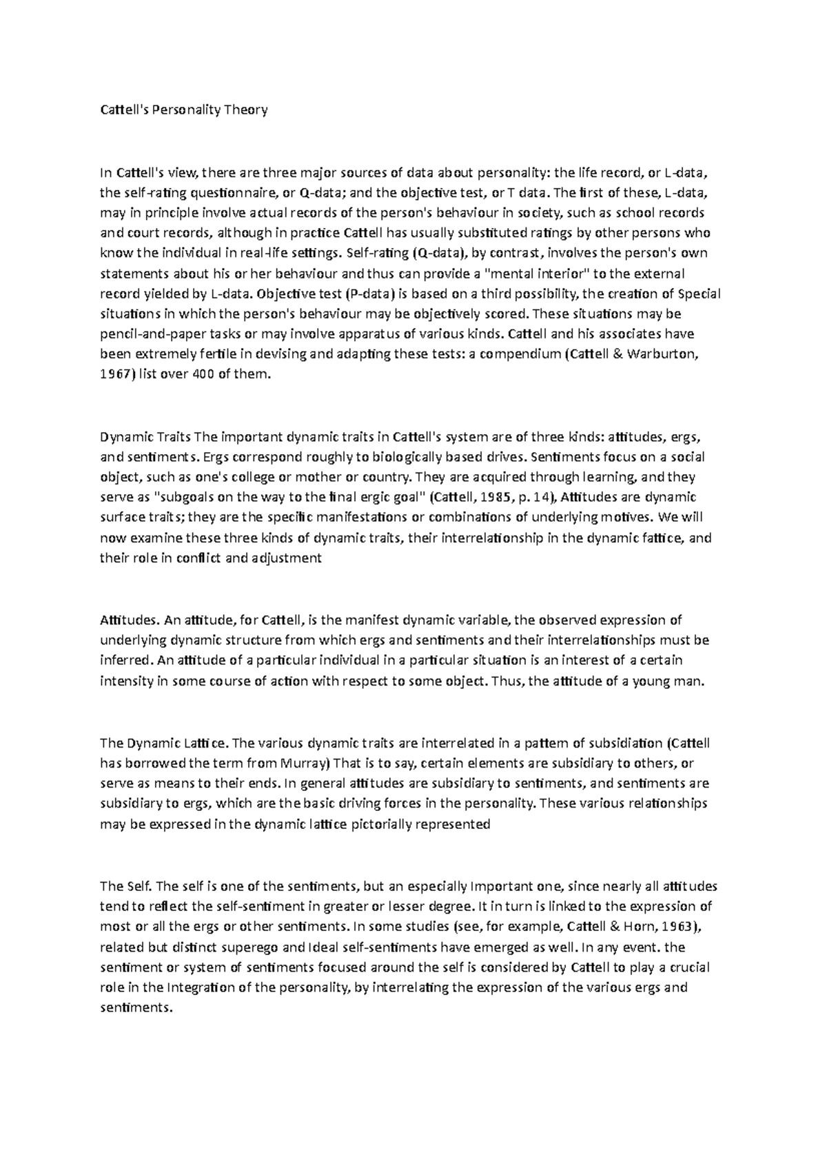 Cattell view of personality - Cattell's Personality Theory In Cattell's ...