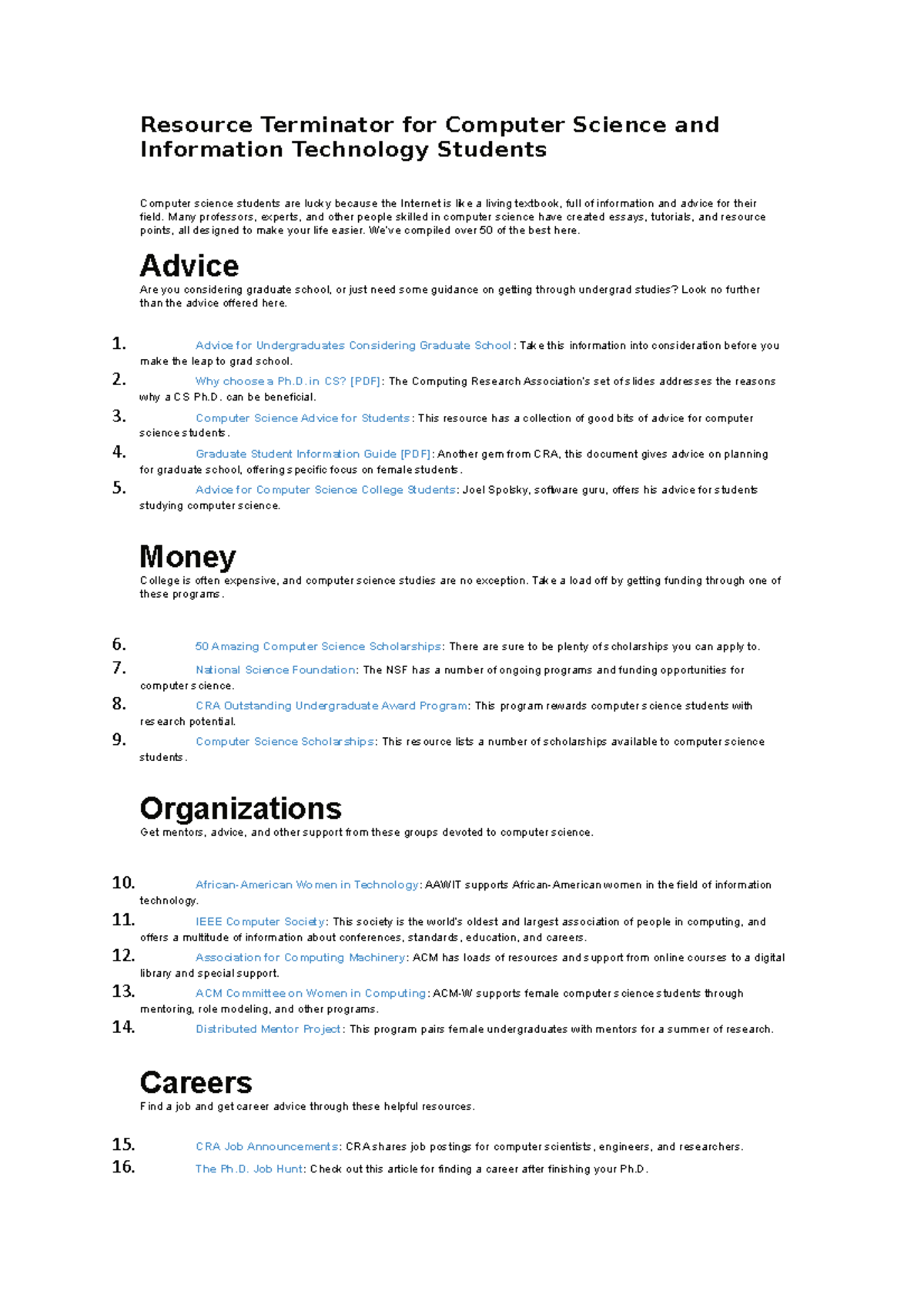 Resource Terminator for Computer Science and Infor - Resource ...
