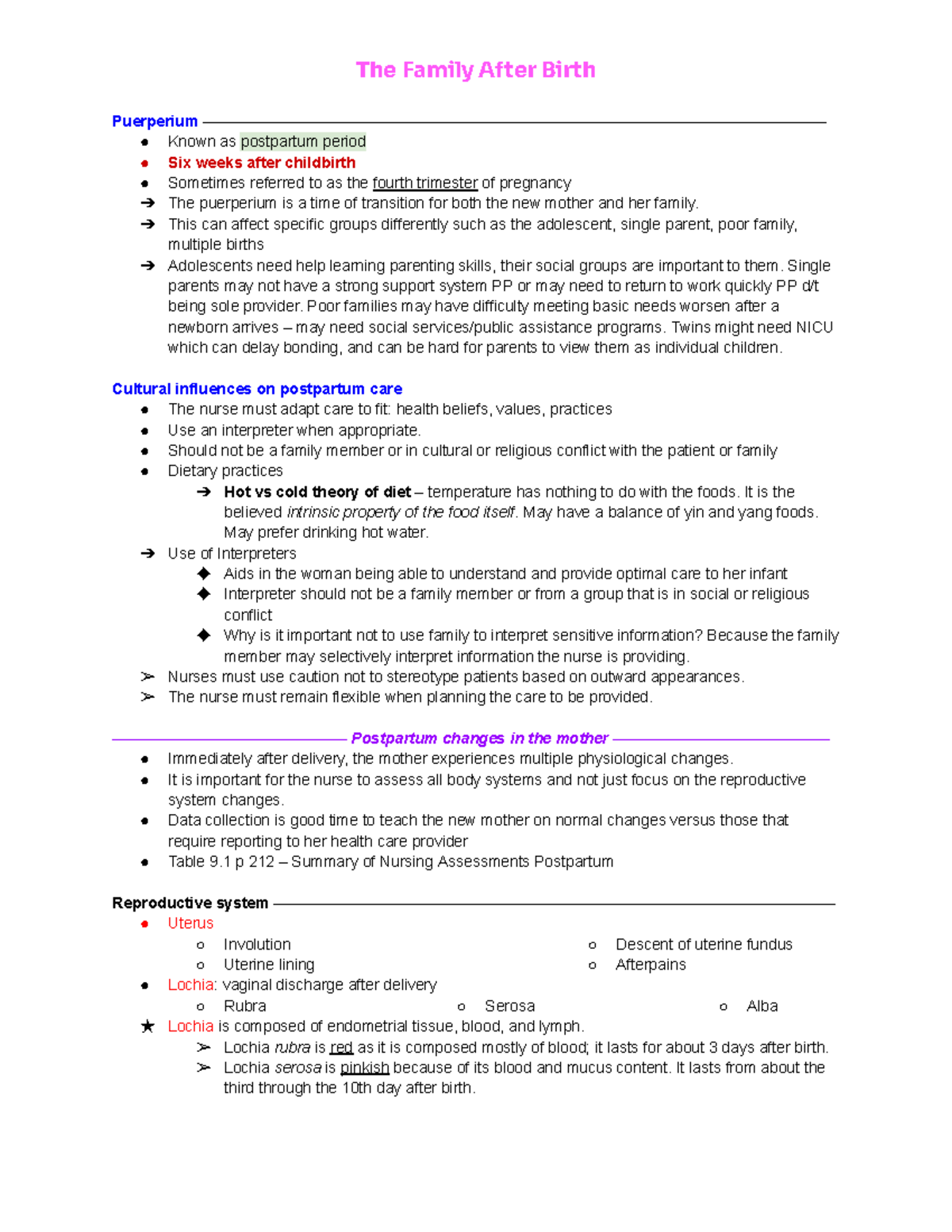OB Quiz 3 CH. 9 - Chapter 9: The Family After Birth - Quiz 3 on ...