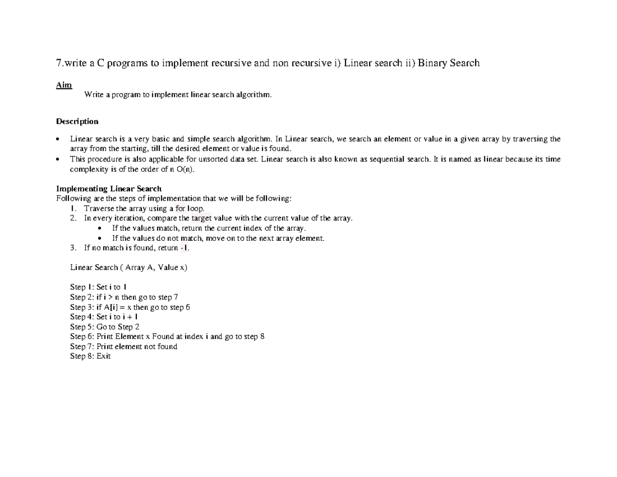 7labprogram - Bhjjcx - 7 a C programs to implement recursive and non ...