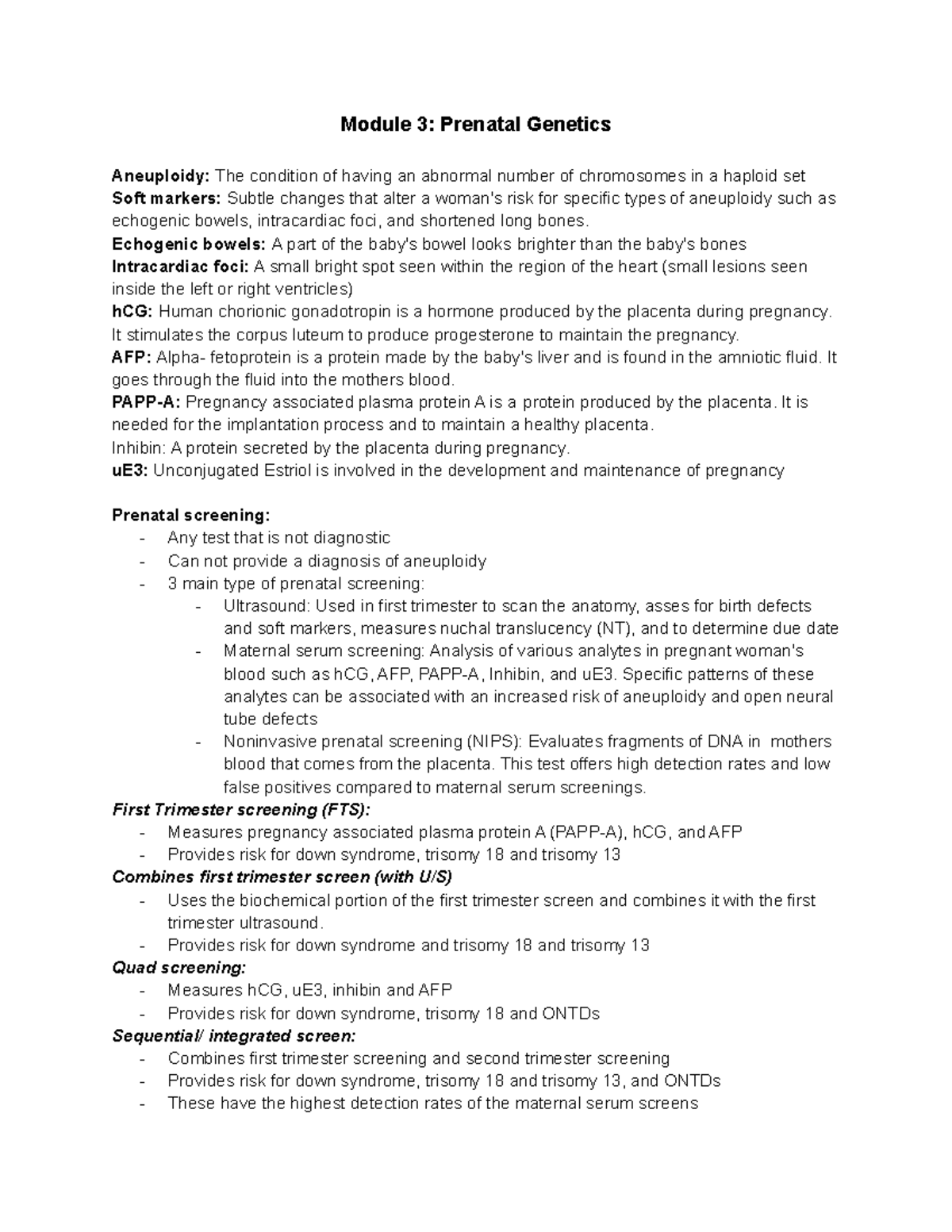 Genetics Module 3 - Module 3: Prenatal Genetics Aneuploidy: The ...