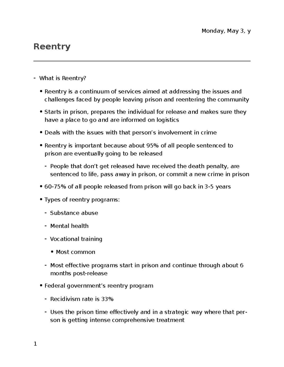 Reentry - Studocu
