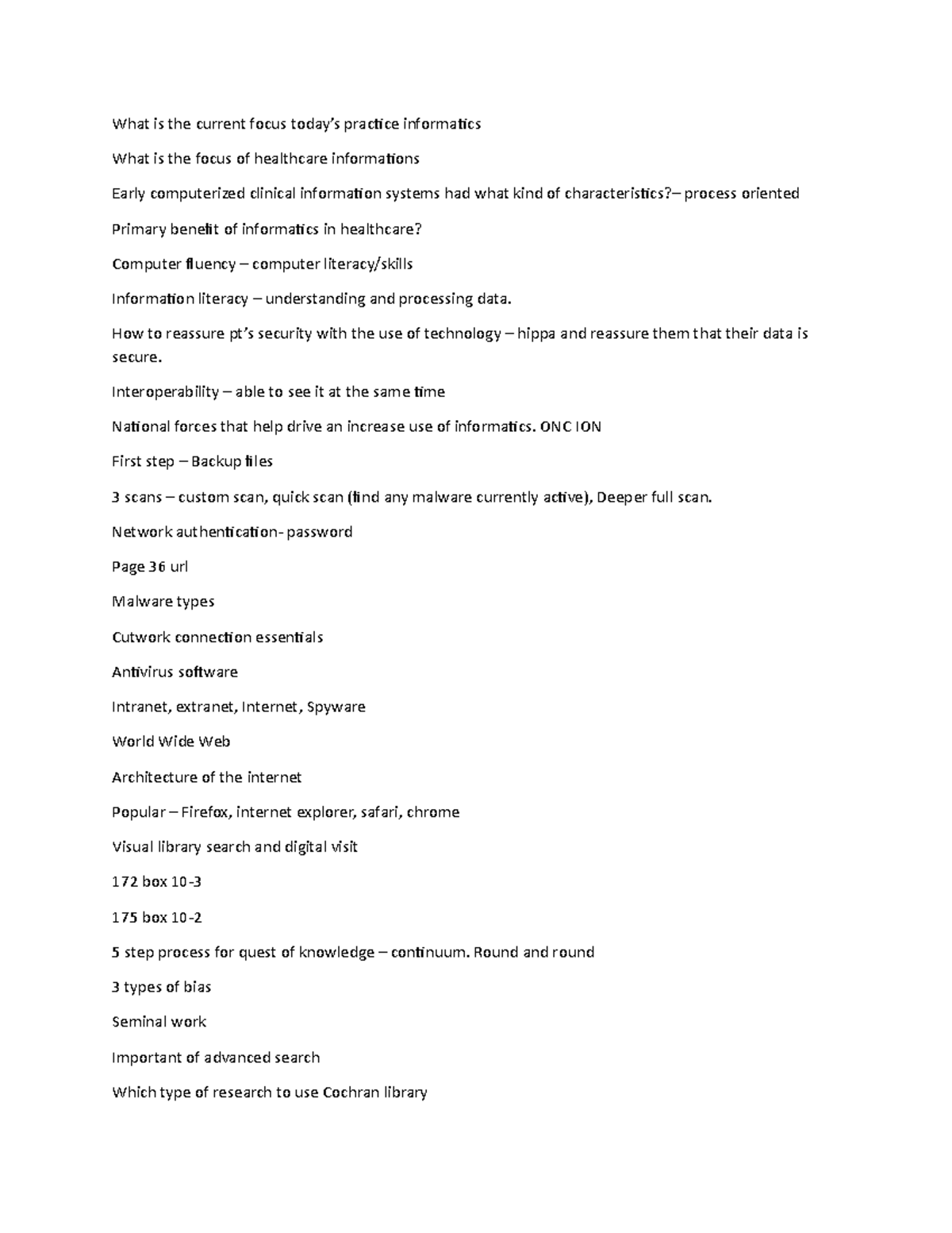 Informatic 1st test prep - What is the current focus today’s practice ...