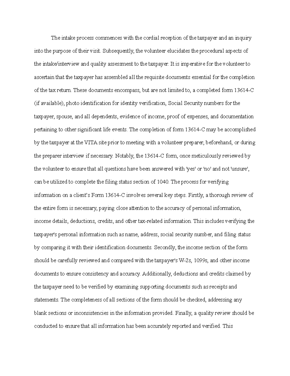 4-1 assignment - The intake process commences with the cordial ...