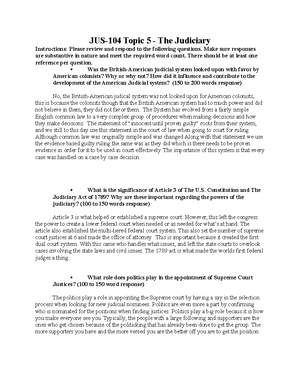 The Judiciary Worksheet - JUS- Professor Walling November 14, 2021 JUS ...