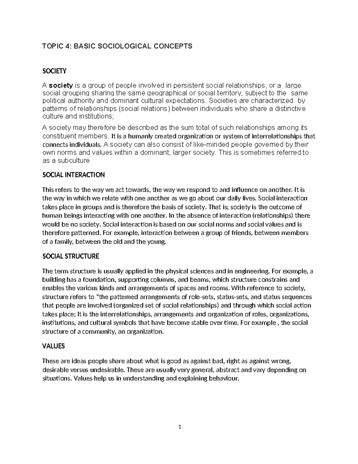 Basic Sociological Concepts - TOPIC 4: BASIC SOCIOLOGICAL CONCEPTS ...