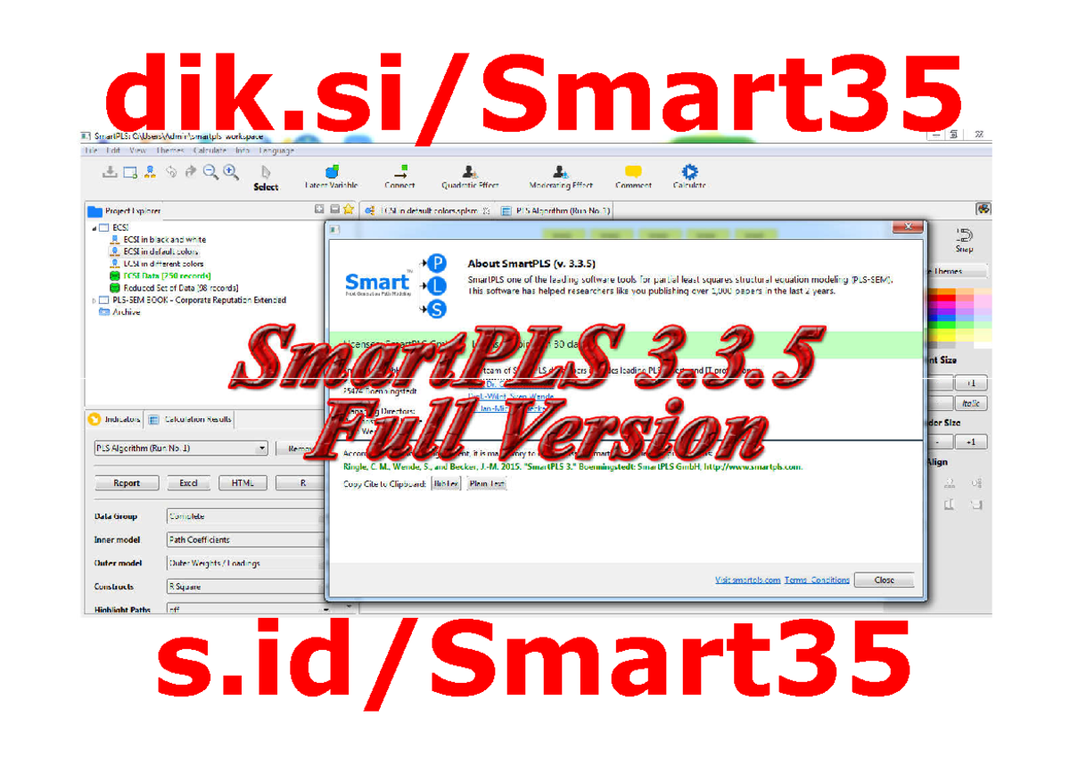 Smart PLS 3.3.5 Full Version - Analisis Multivariat - dik.si/Smart35dik ...