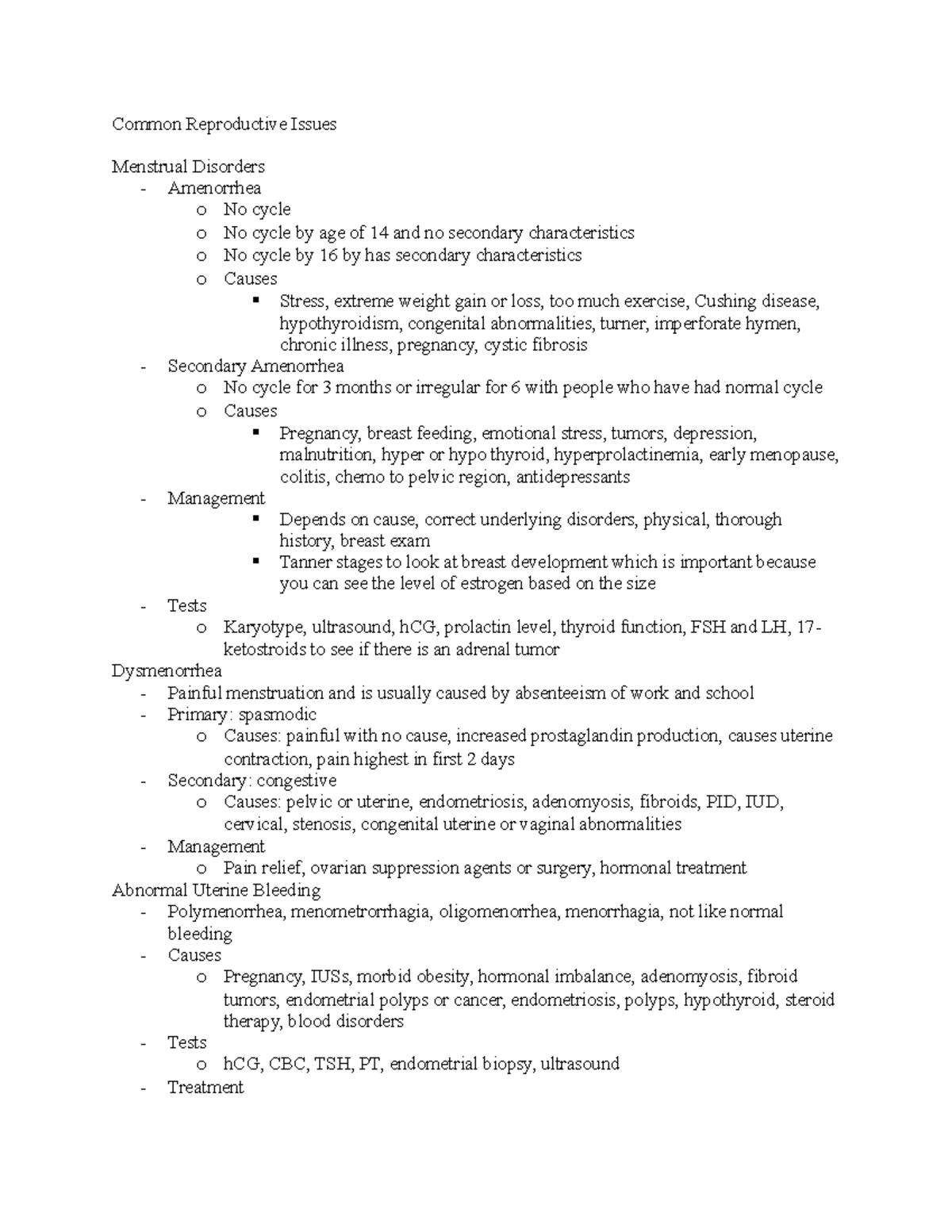 Common Reproductive Issues - Common Reproductive Issues Menstrual ...