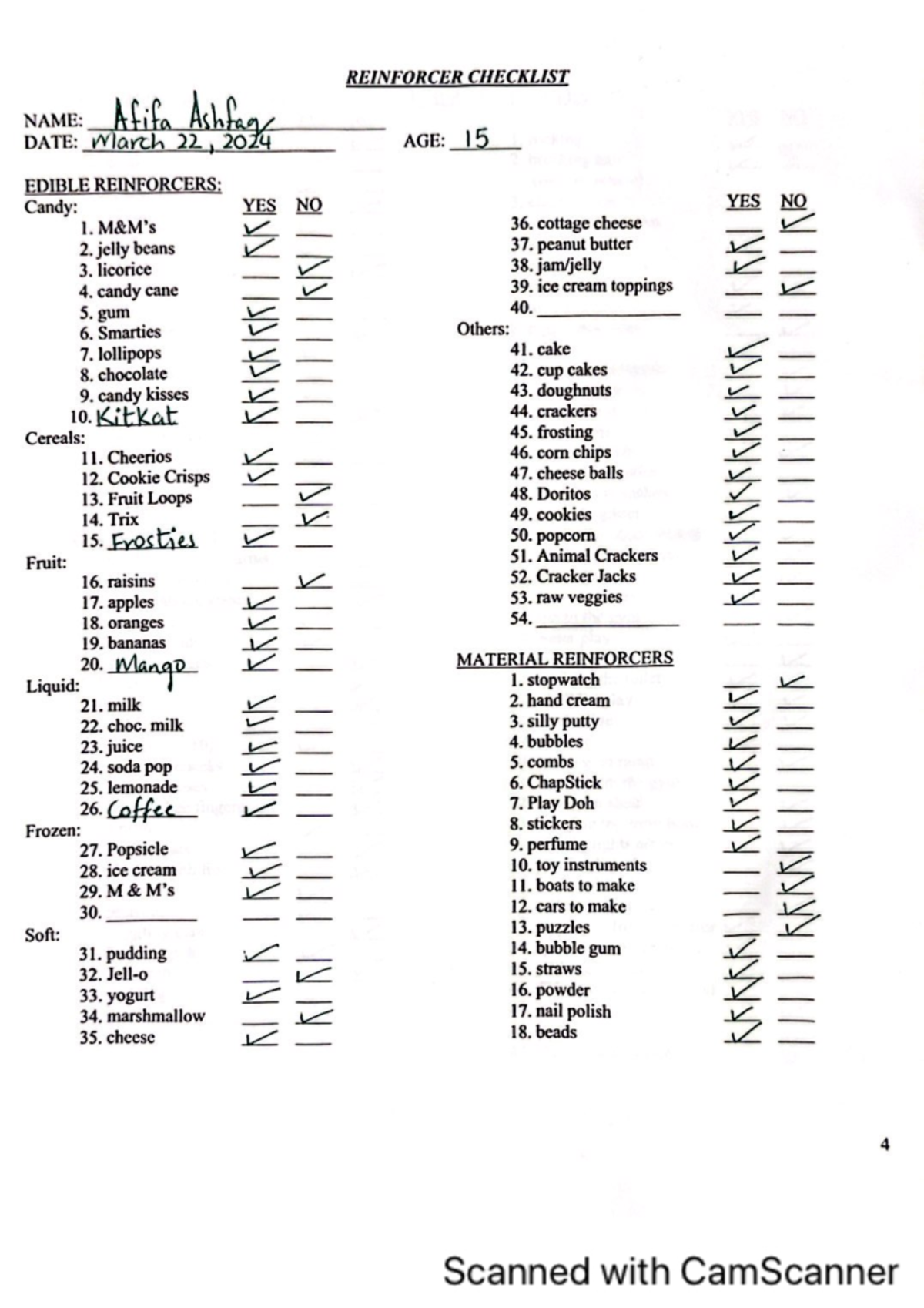Reinforcer Inventory - Lecture note for preference assessment ...