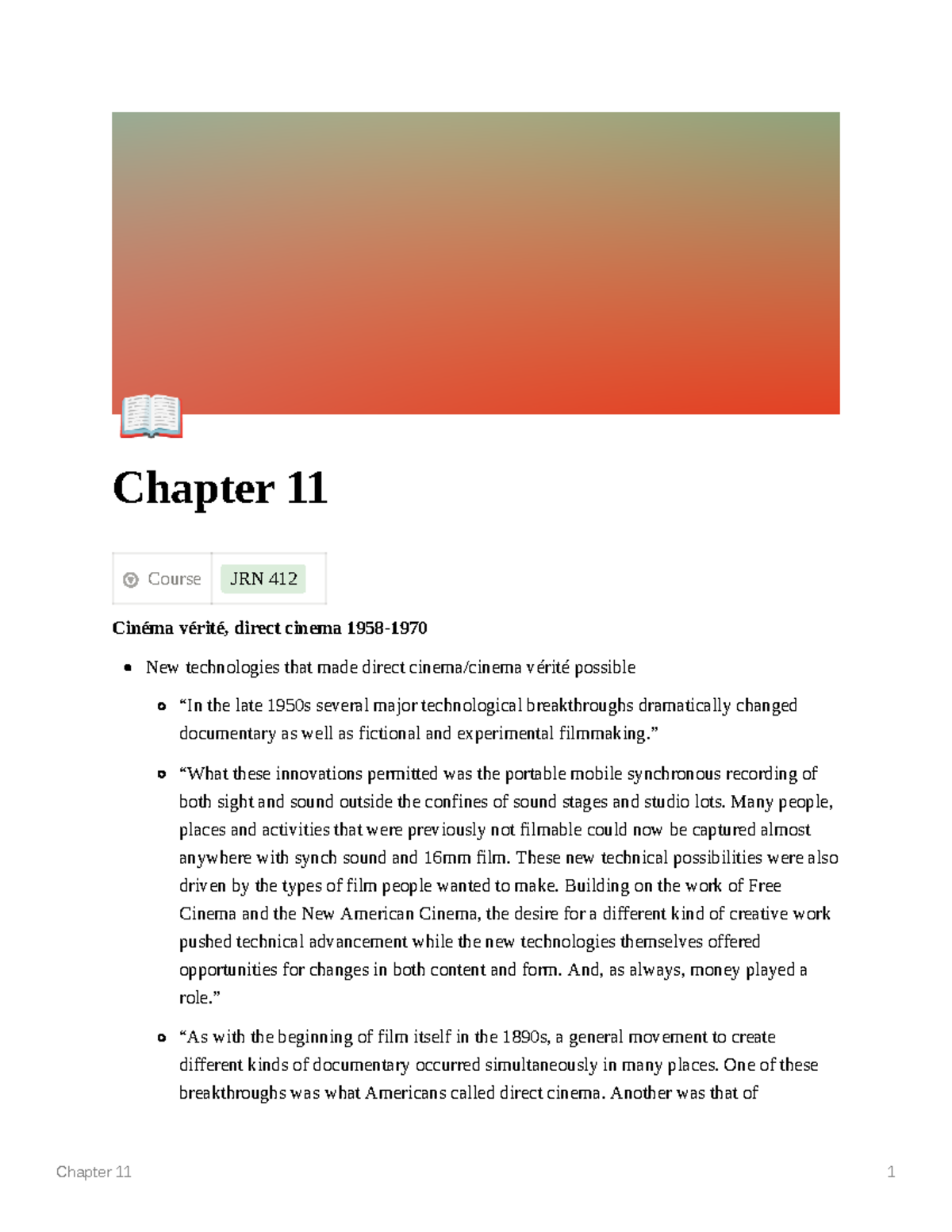 Ryerson TMU JRN 412 A New History of Documentary Film Chapter 11 notes ...