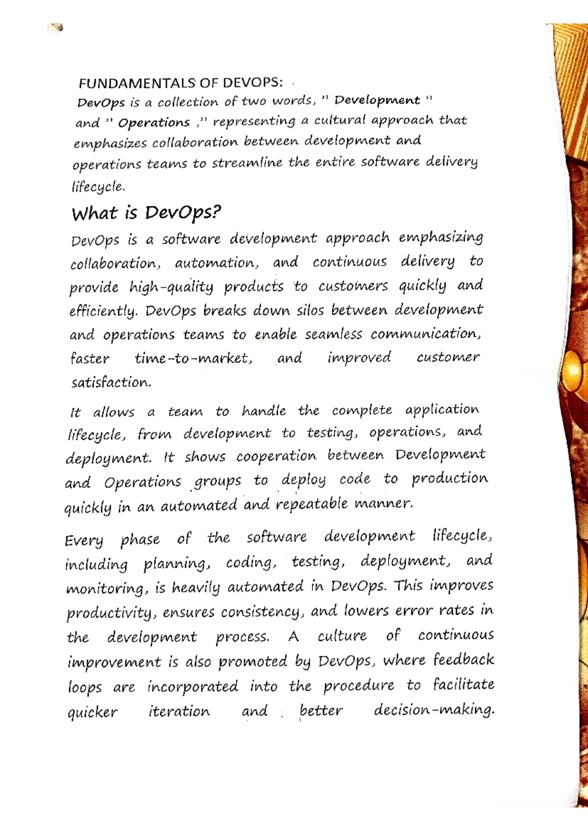 Devops unit-2 - It is useful for cyber security students - FUNDAMENTALS OF DEVOPS: Devops is a ...