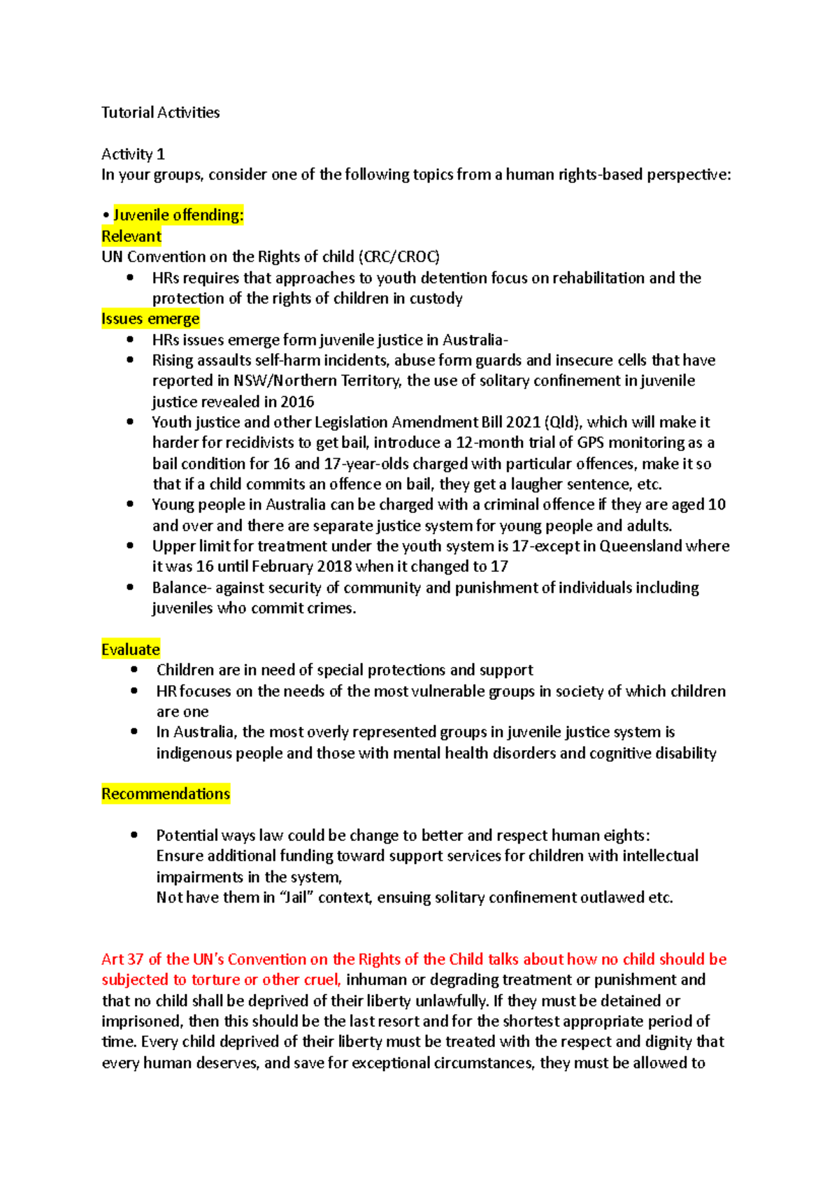 Tutorial Activities week 104 - Tutorial Activities Activity 1 In your ...