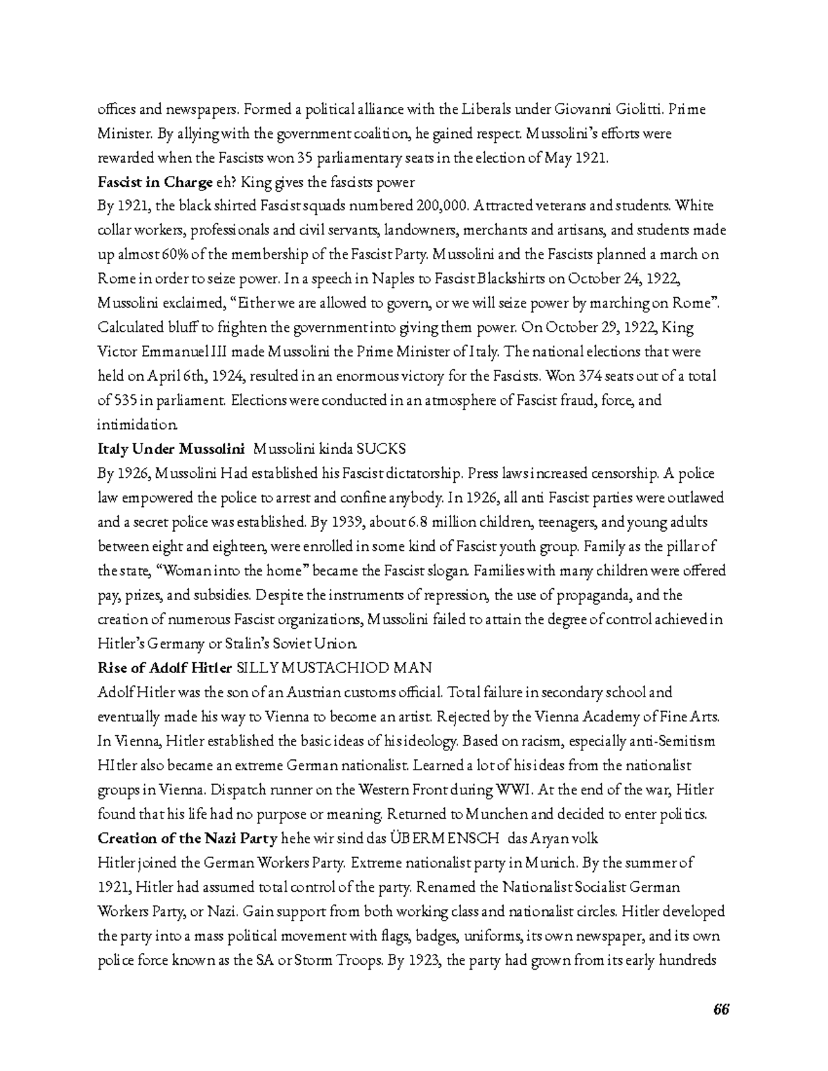 66 - Fascism in Italy and Germany. Italy under Mussolini. Rise of ...