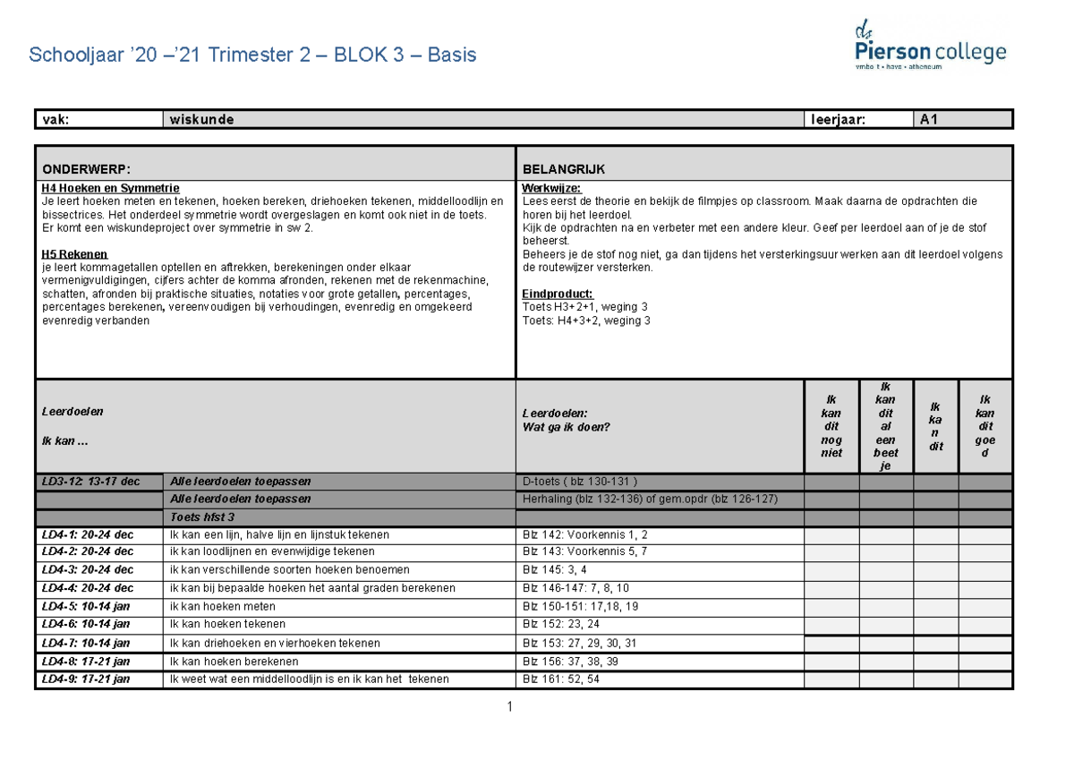 Ib Verbunt - 03 routewijzer A1 trimester 2 blok 3 Basis 21-22 ...