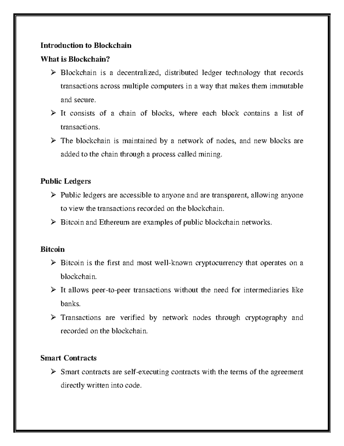 Unit 1 Block Chain - Introduction to Blockchain What is Blockchain? Blockchain is a ...