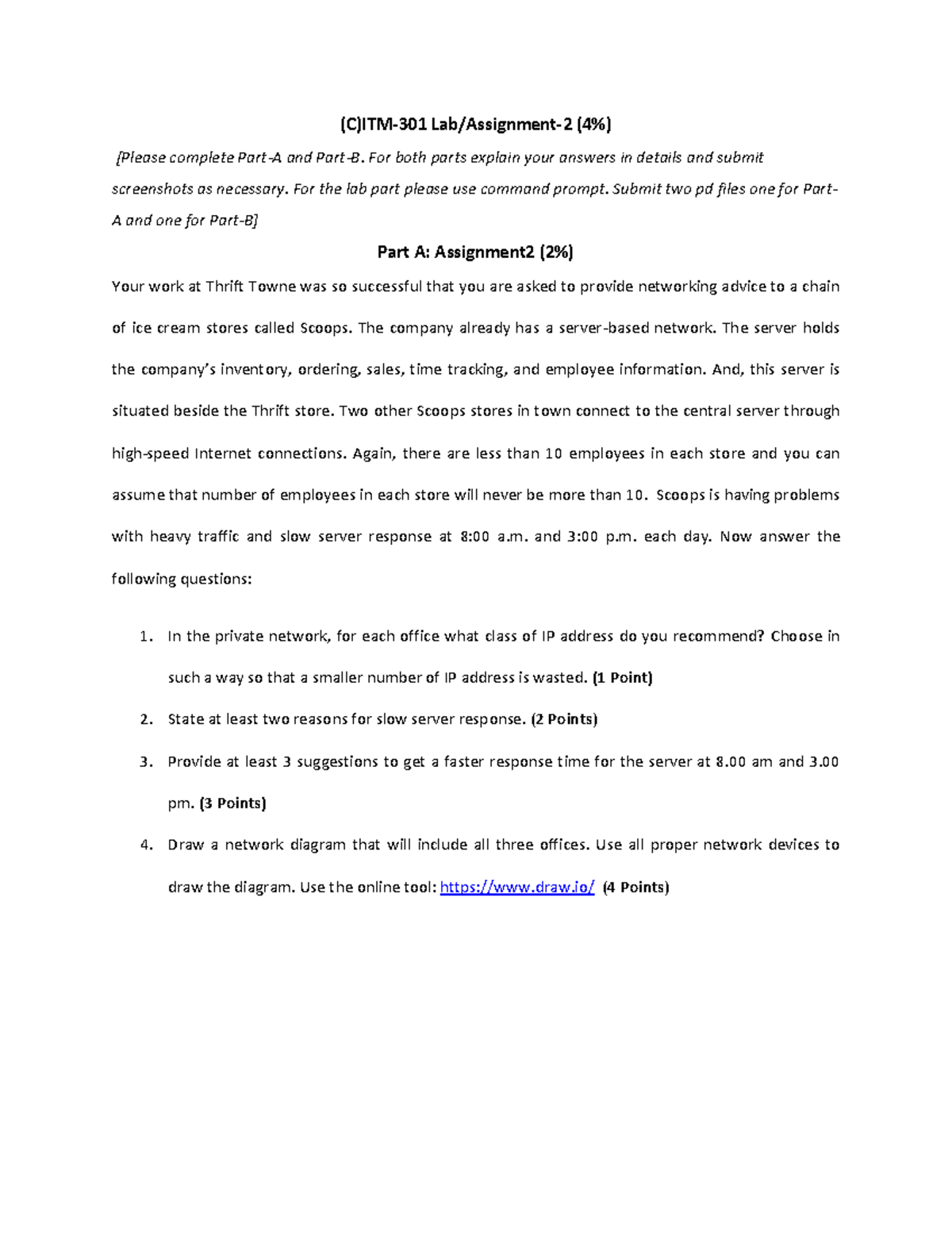 Lab Assignment 2 - (C)ITM-301 Lab/Assignment-2 (4%) [Please complete Part-A and Part-B. For both ...